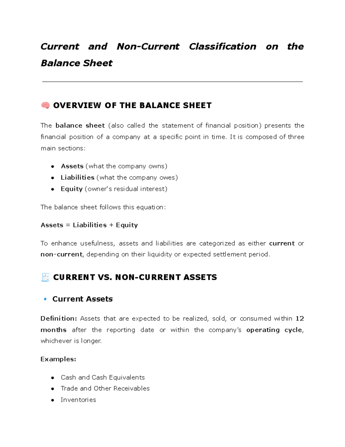 [Finacc 5] Current and Non-Current Asset Classifications Explained ...