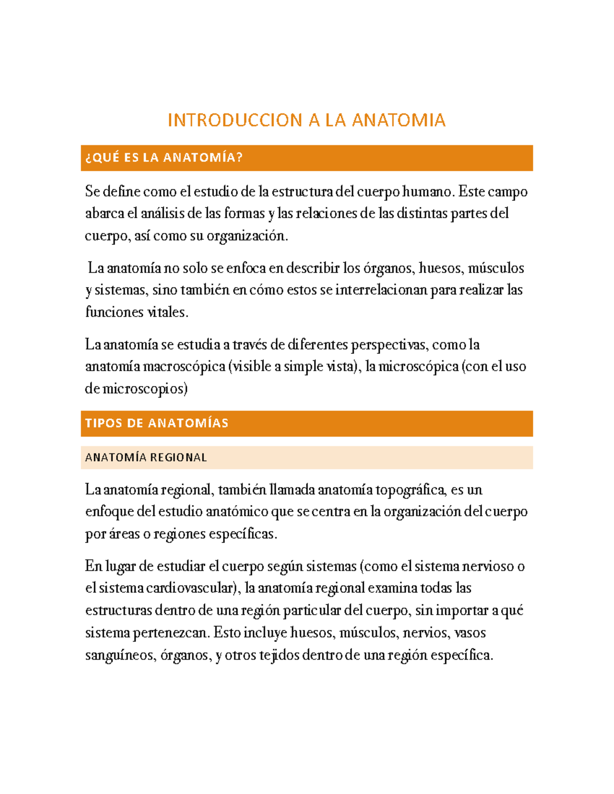 Apuntes Introduccion A LA Anatomia - INTRODUCCION A LA ANATOMIA ¿QUÉ ES ...