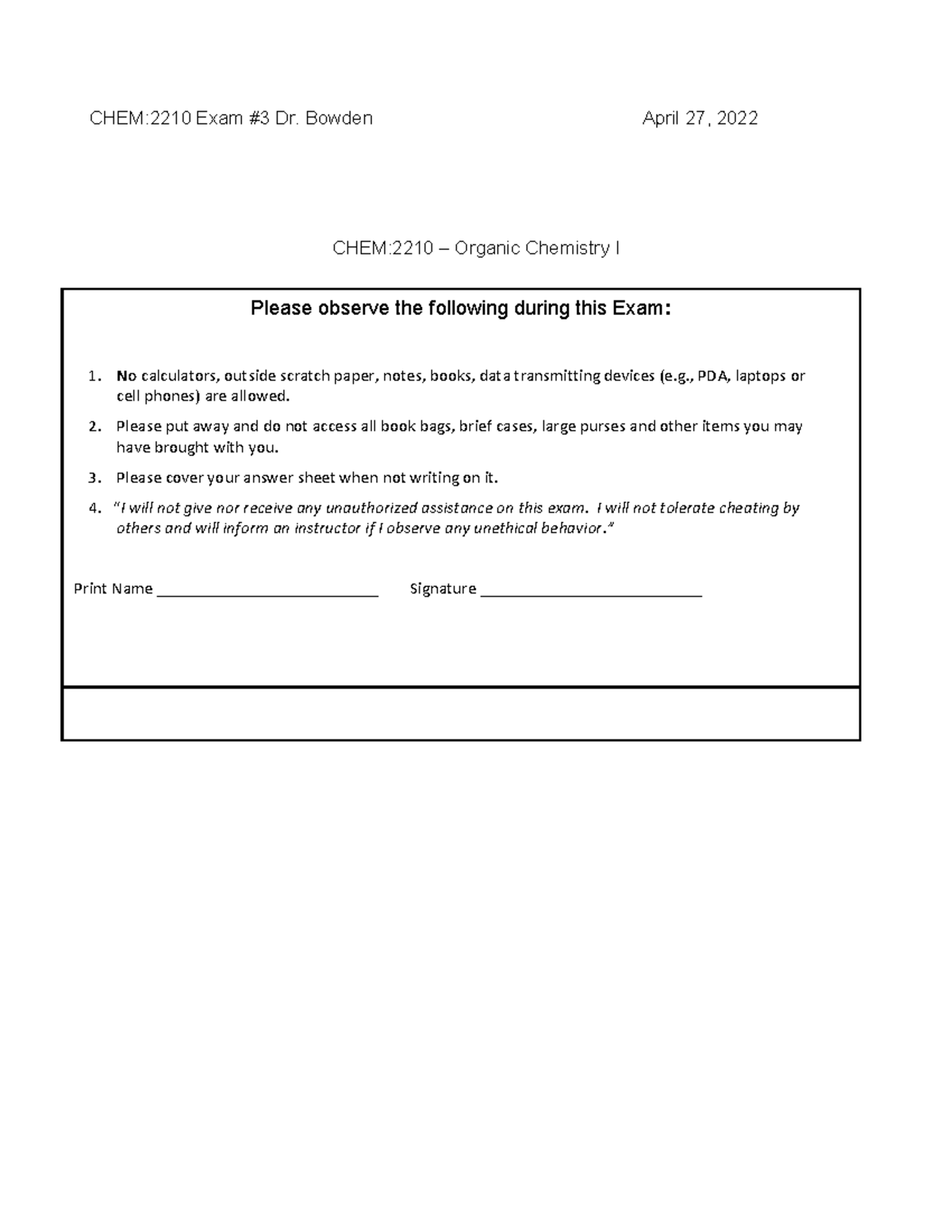 CHEM:2210 Final Exam Instructions & Questions - April 27, 2022 - Studocu