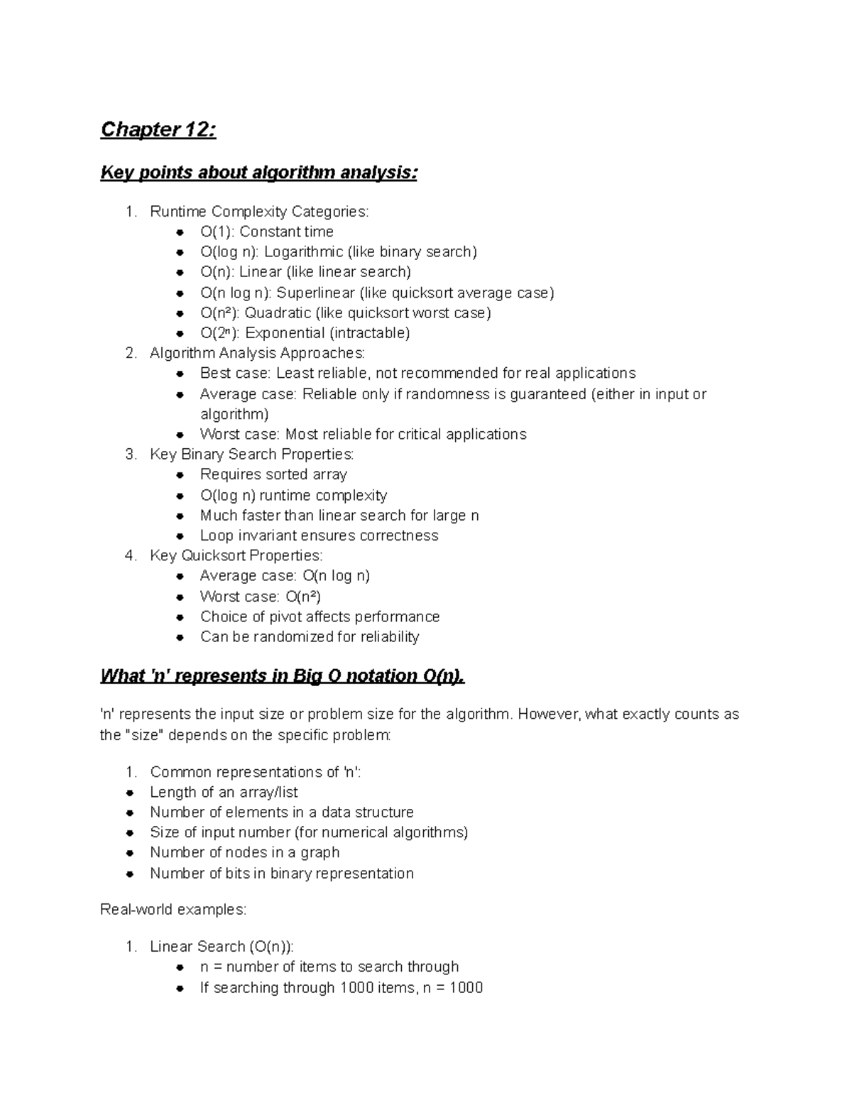 COMP10002 Notes - Chapter 12: Algorithm Analysis & Complexity - Studocu