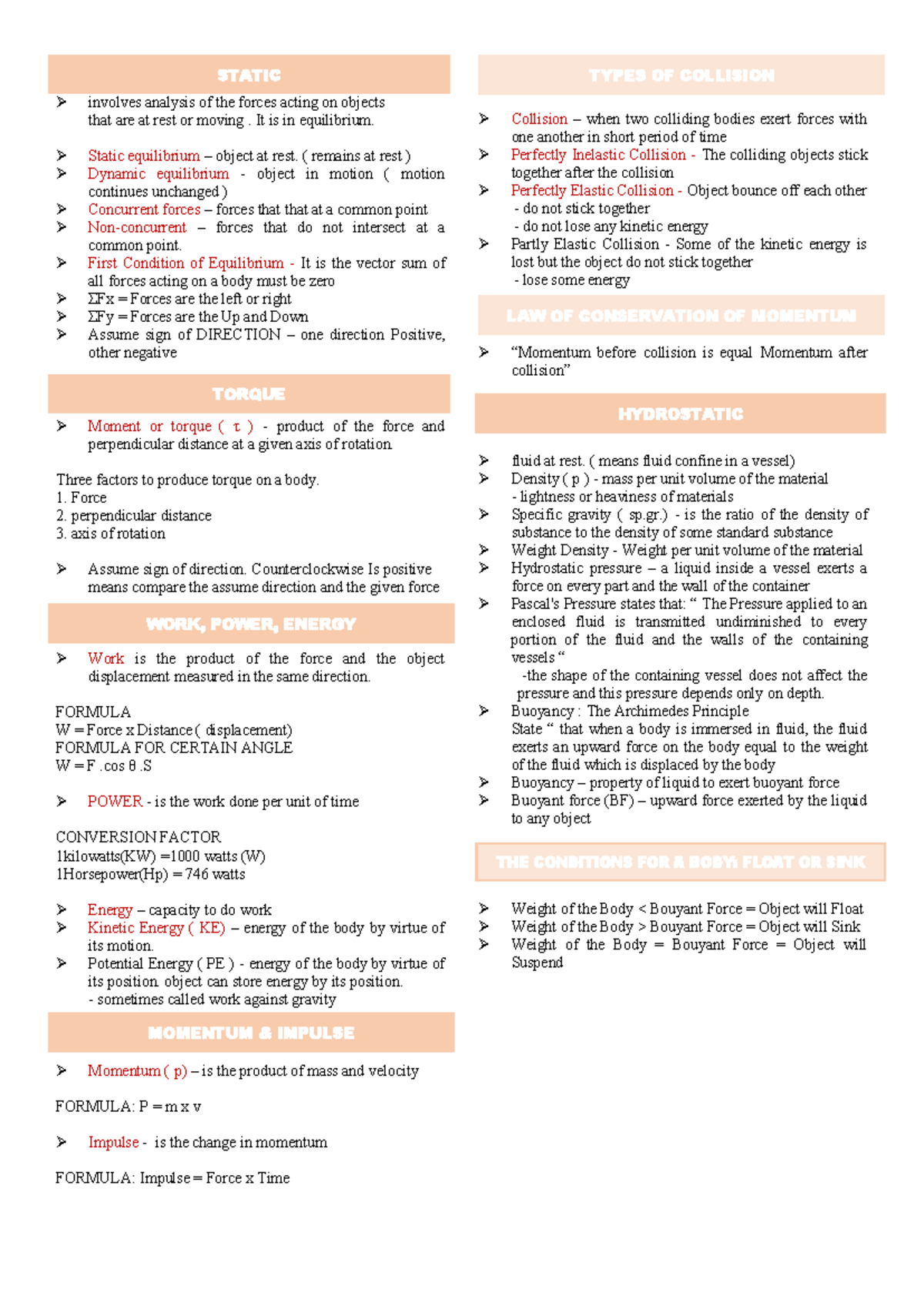GEN Physics Reviewer: Static and Dynamic Equilibrium Concepts - Studocu