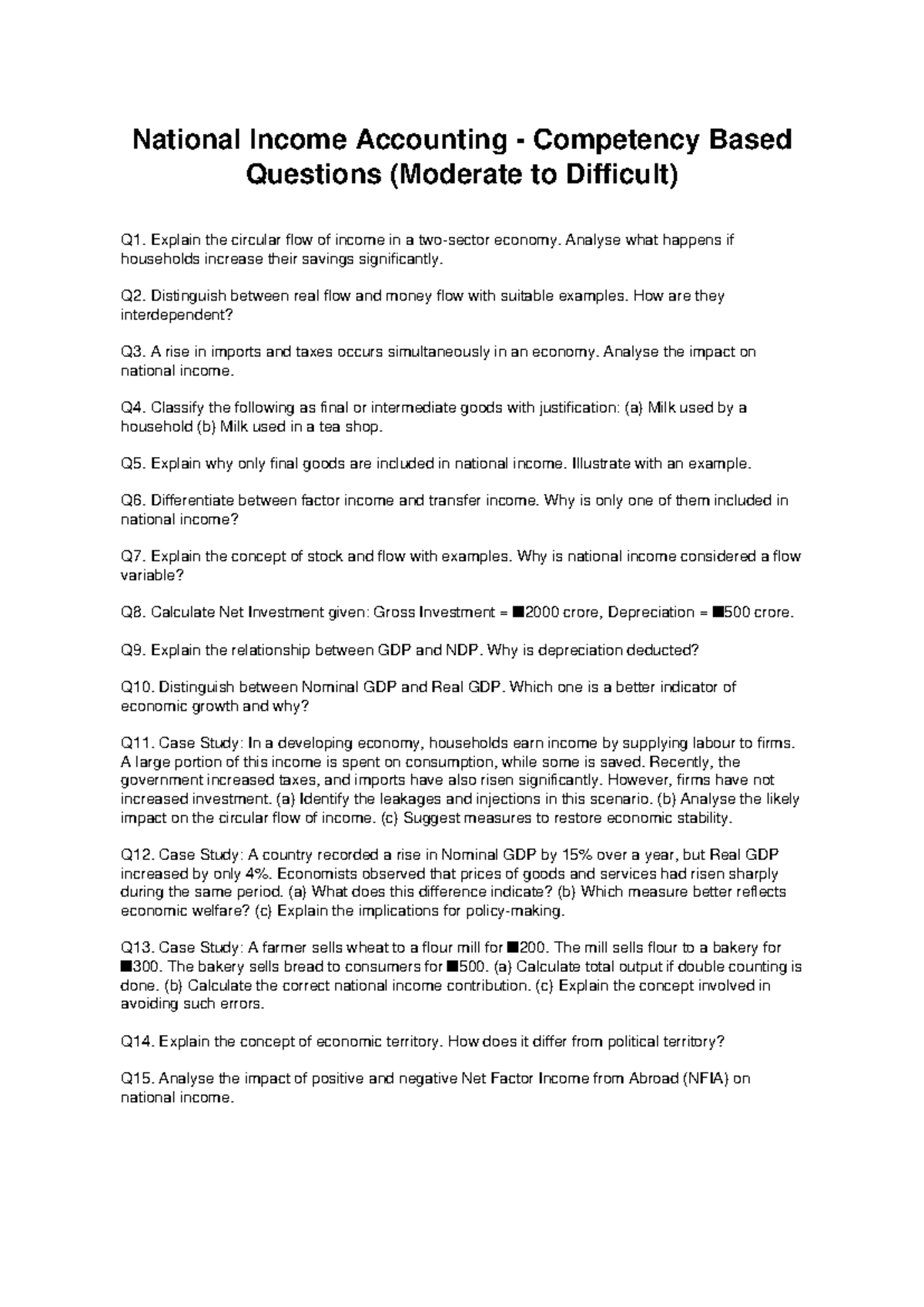 National Income Accounting CBQs (Moderate to Difficult) - Studocu