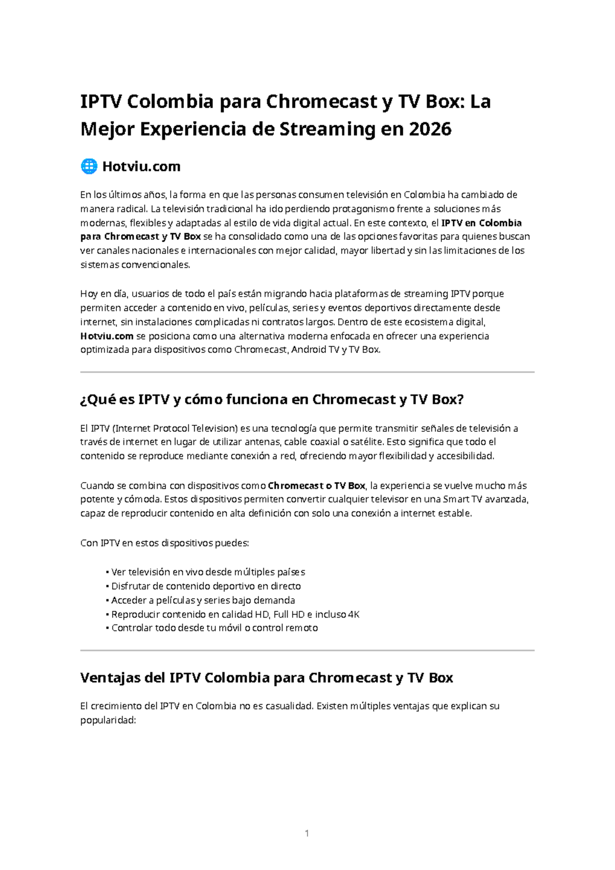 IPTV Colombia 2026: Streaming Óptimo en Chromecast y TV Box - Studocu