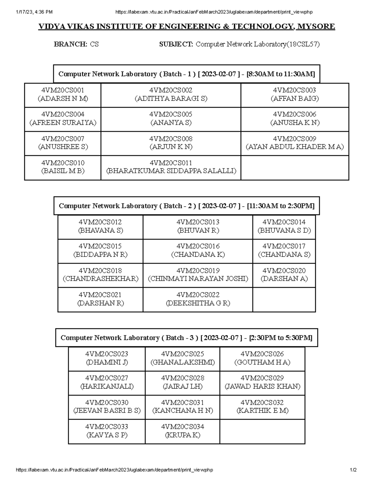 Practical exam time table - 1/17/23, 4:36 PM - Studocu