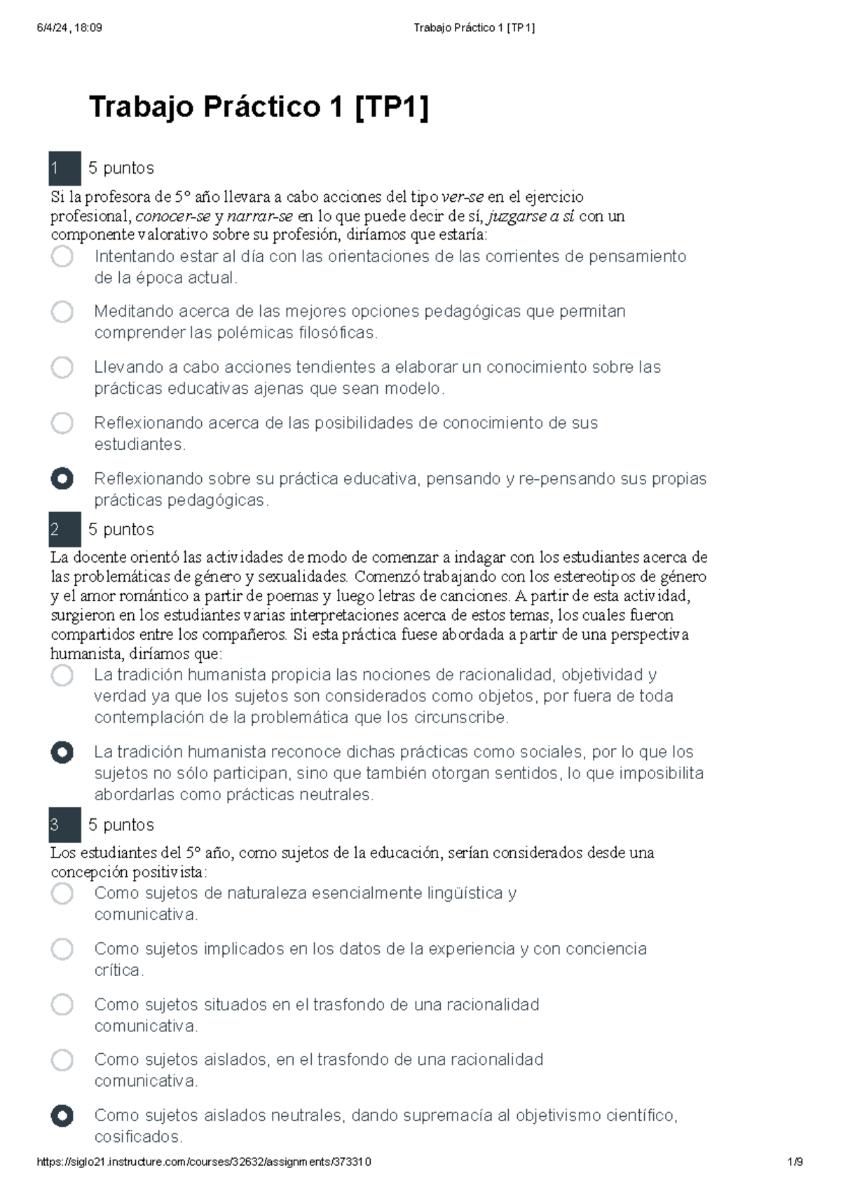 Trabajo Práctico 1 [TP1] sobre Prácticas Educativas en ESI y Género - Studocu