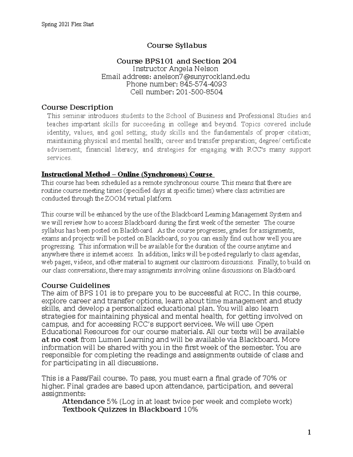 BPS 101 Spring 2021 Course Syllabus and Guidelines - Studocu