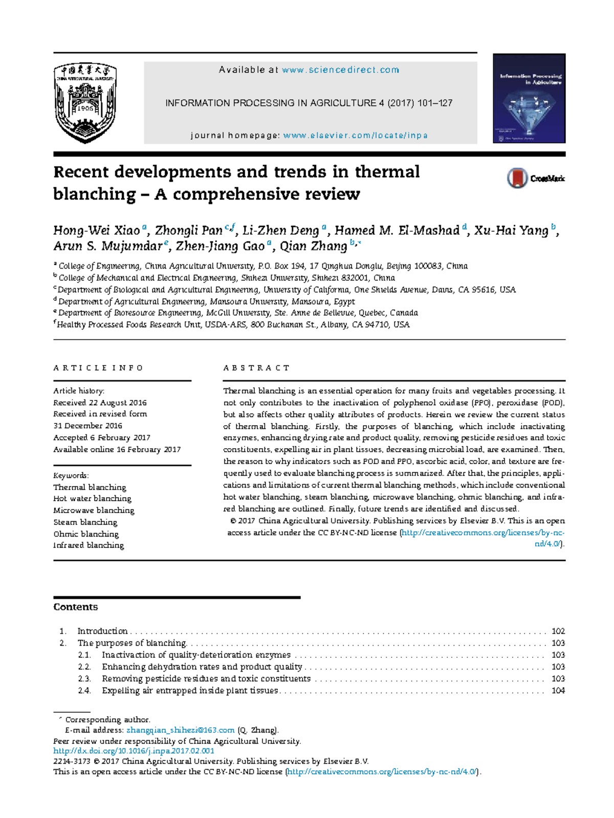 Recent Trends in Thermal Blanching: A Comprehensive Review (INFO 4 ...