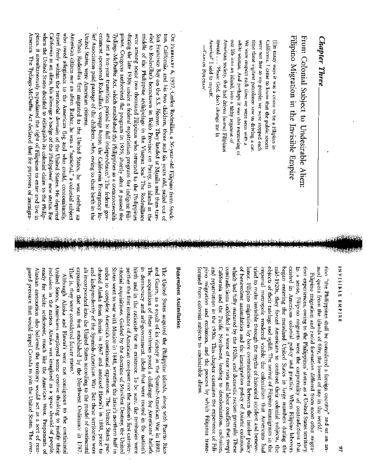 Filipino Migration and Exclusion: Chapter 3 Insights (HIST 97) - Studocu