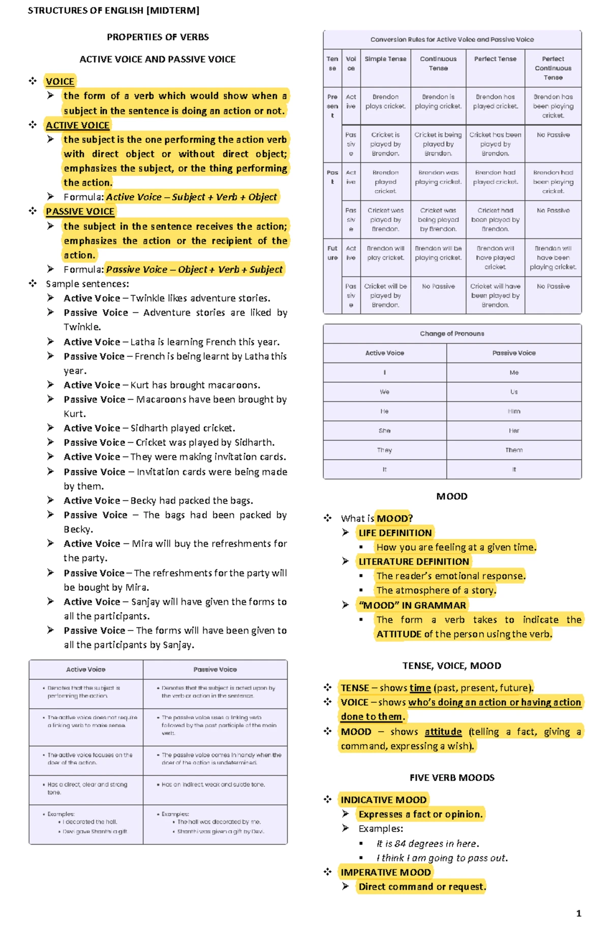 Properties of Verbs - English 101 - Midterm Reviewer - Studocu