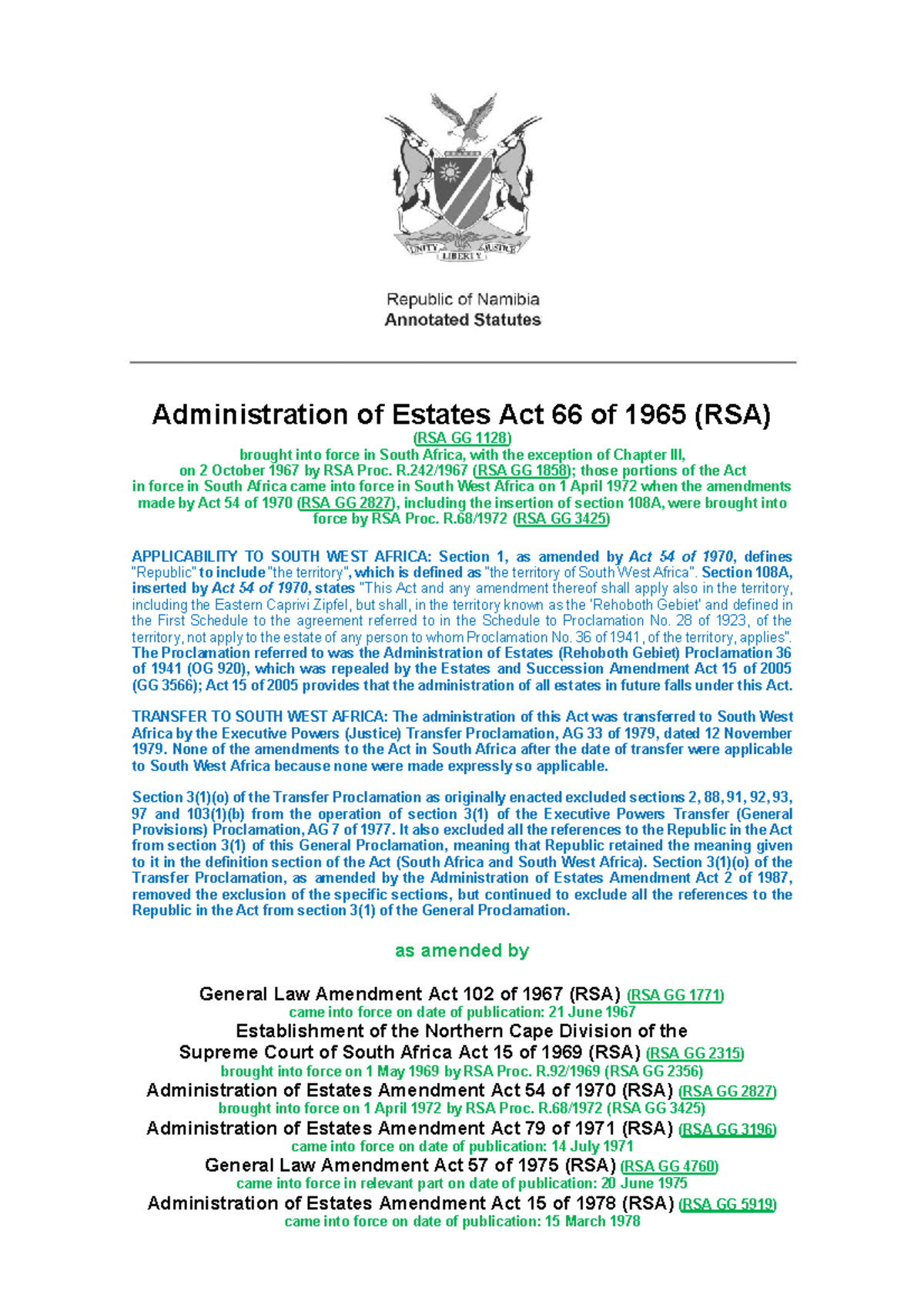 Administration of Estates Act 66 of 1965 (RSA) - Comprehensive Overview ...