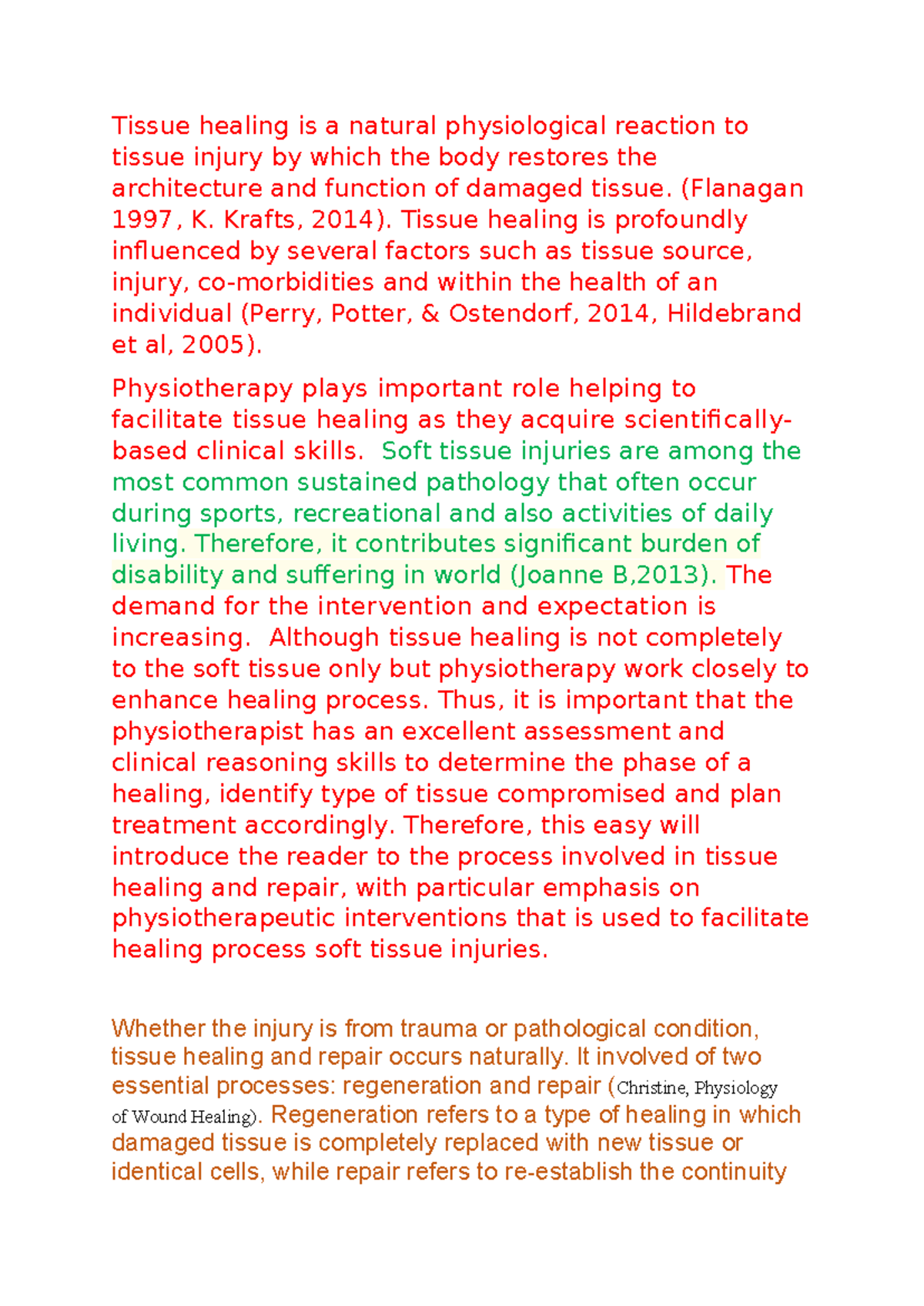 Tissue Healing and Physiotherapy: Insights on Soft Tissue Injuries (PT ...