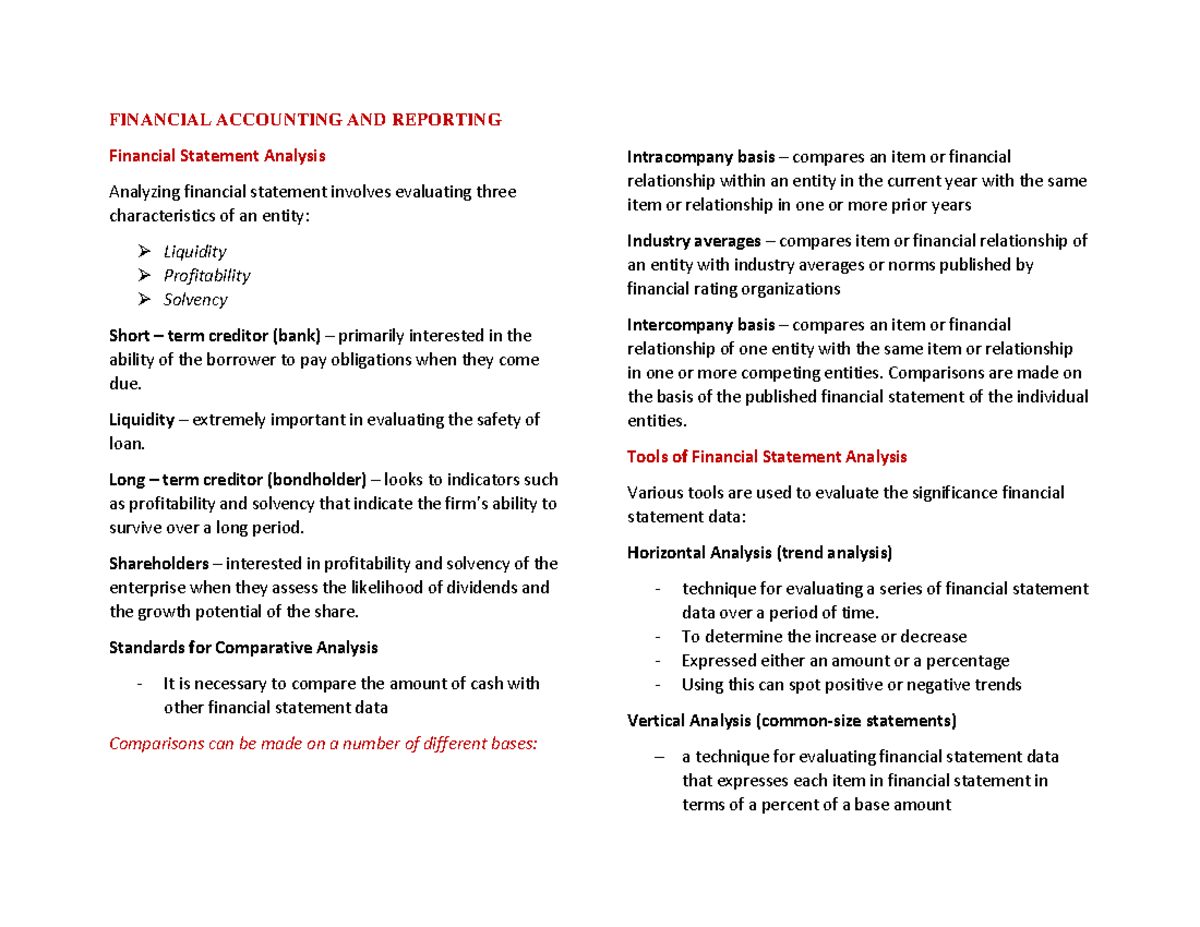 Reviewer-IN-FAR - NOTES - FINANCIAL ACCOUNTING AND REPORTING Financial ...