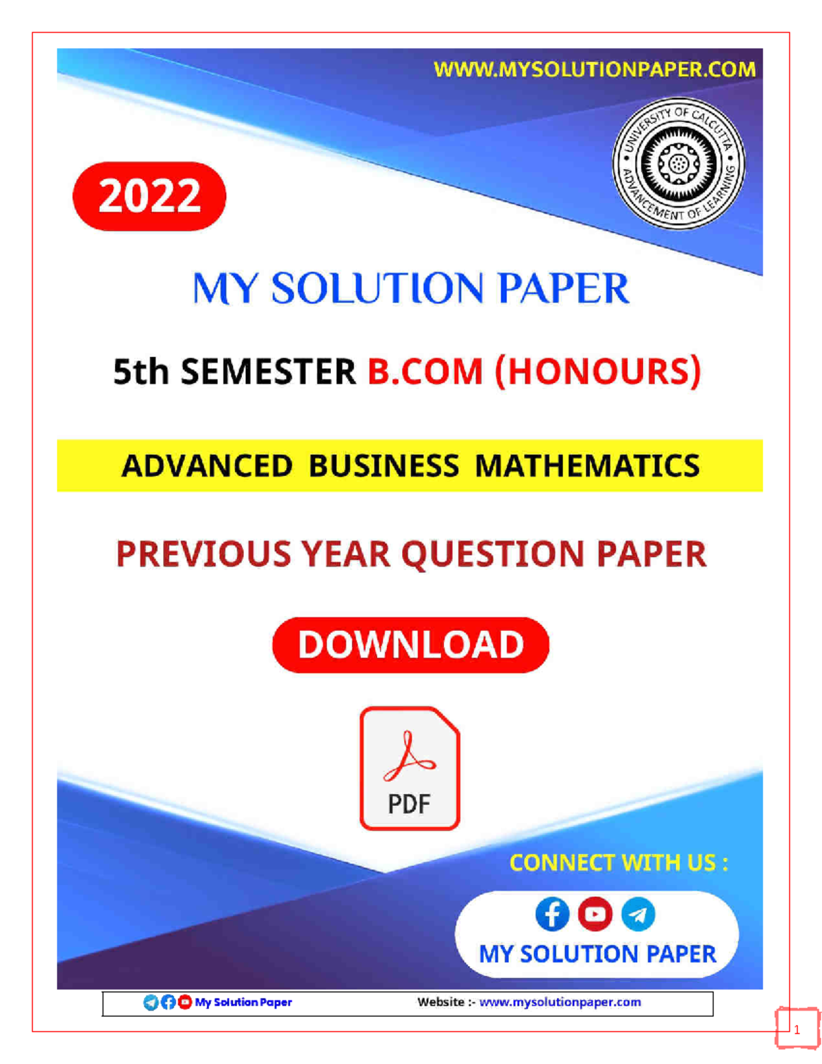 2022 (H) Advanced Business Mathematics 5th Semester Question Paper By ...