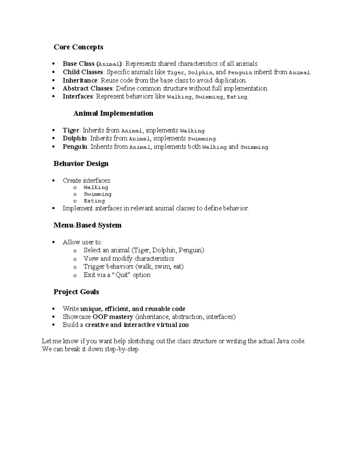 Core Concepts in OOP: Animal Class & Inheritance Notes - Studocu