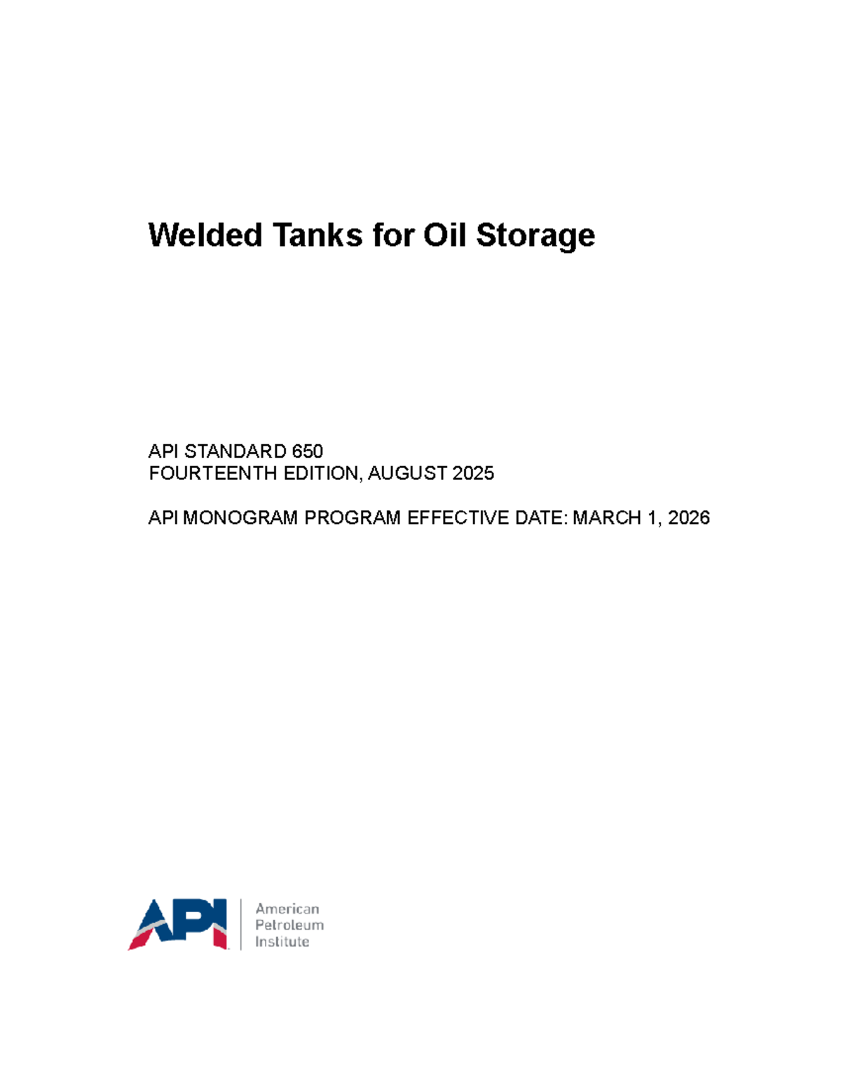 API 650: Welded Tanks for Oil Storage - 14th Edition Overview - Studocu