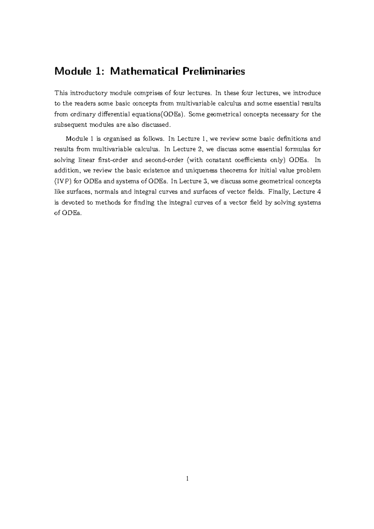 Mathematical Preliminaries Lecture Notes On Multivariable Calculus 1