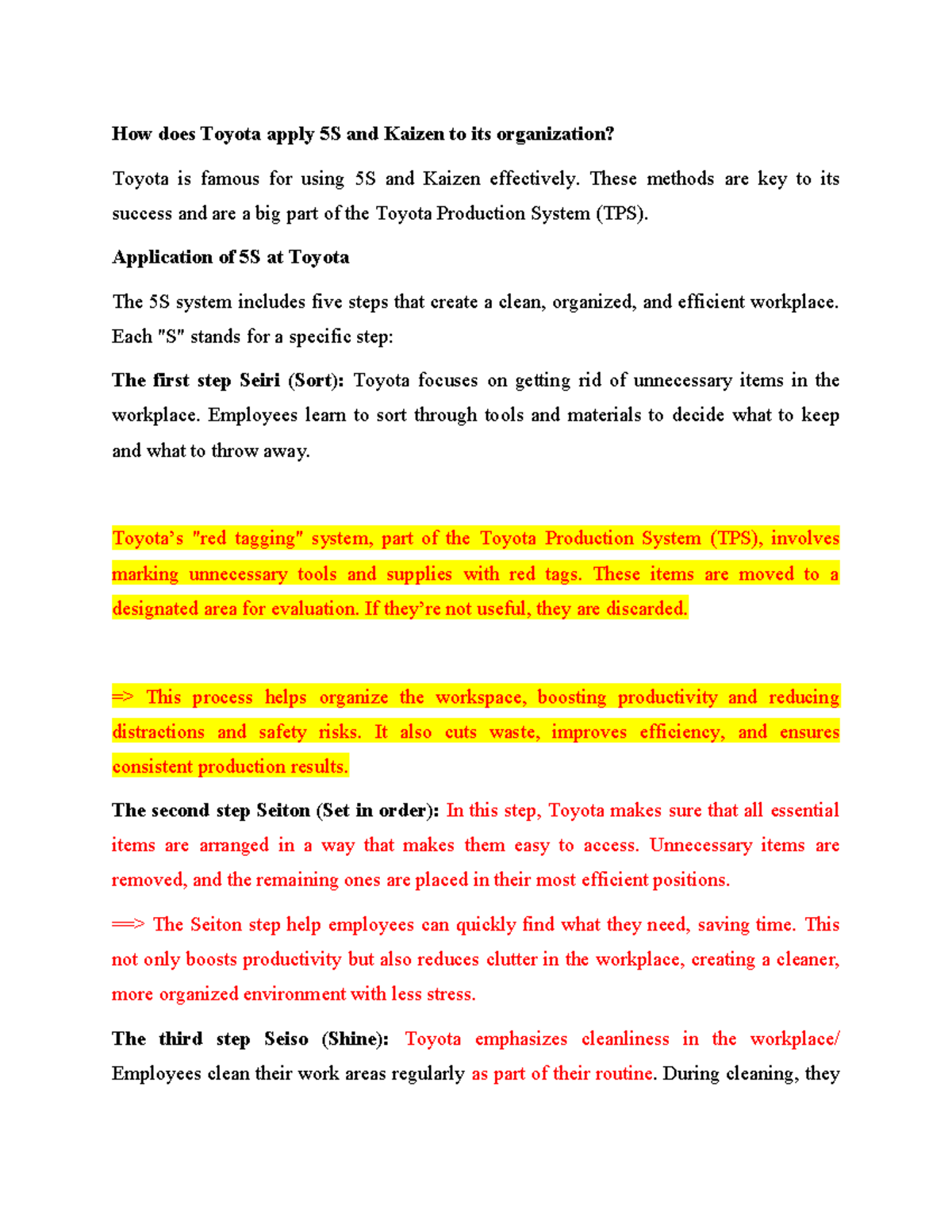 Toyota's 5S & Kaizen Implementation: A Quality Management Case Study ...