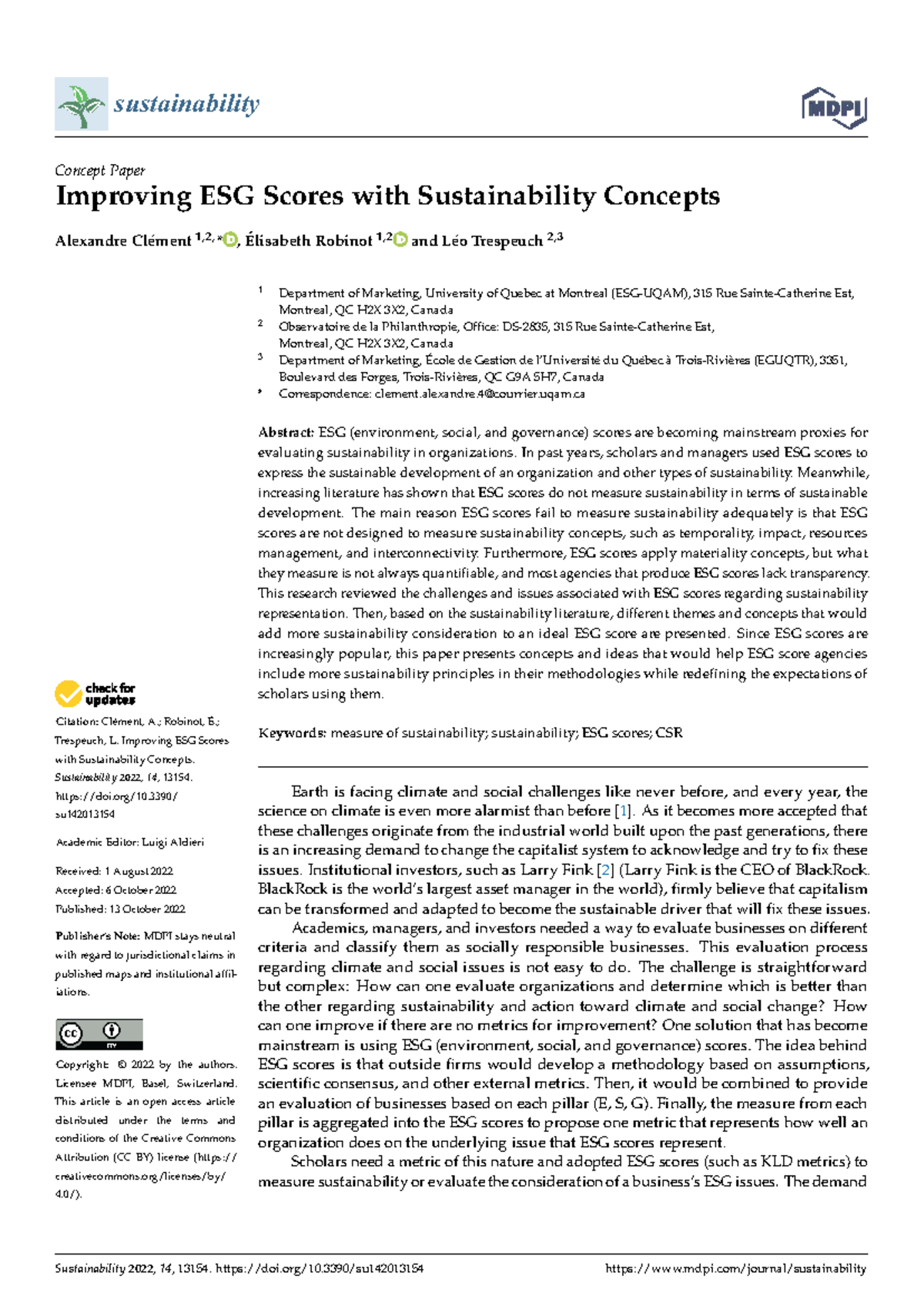 Improving ESG Scores: A Sustainability Concept Paper (MKT 2022) - Studocu