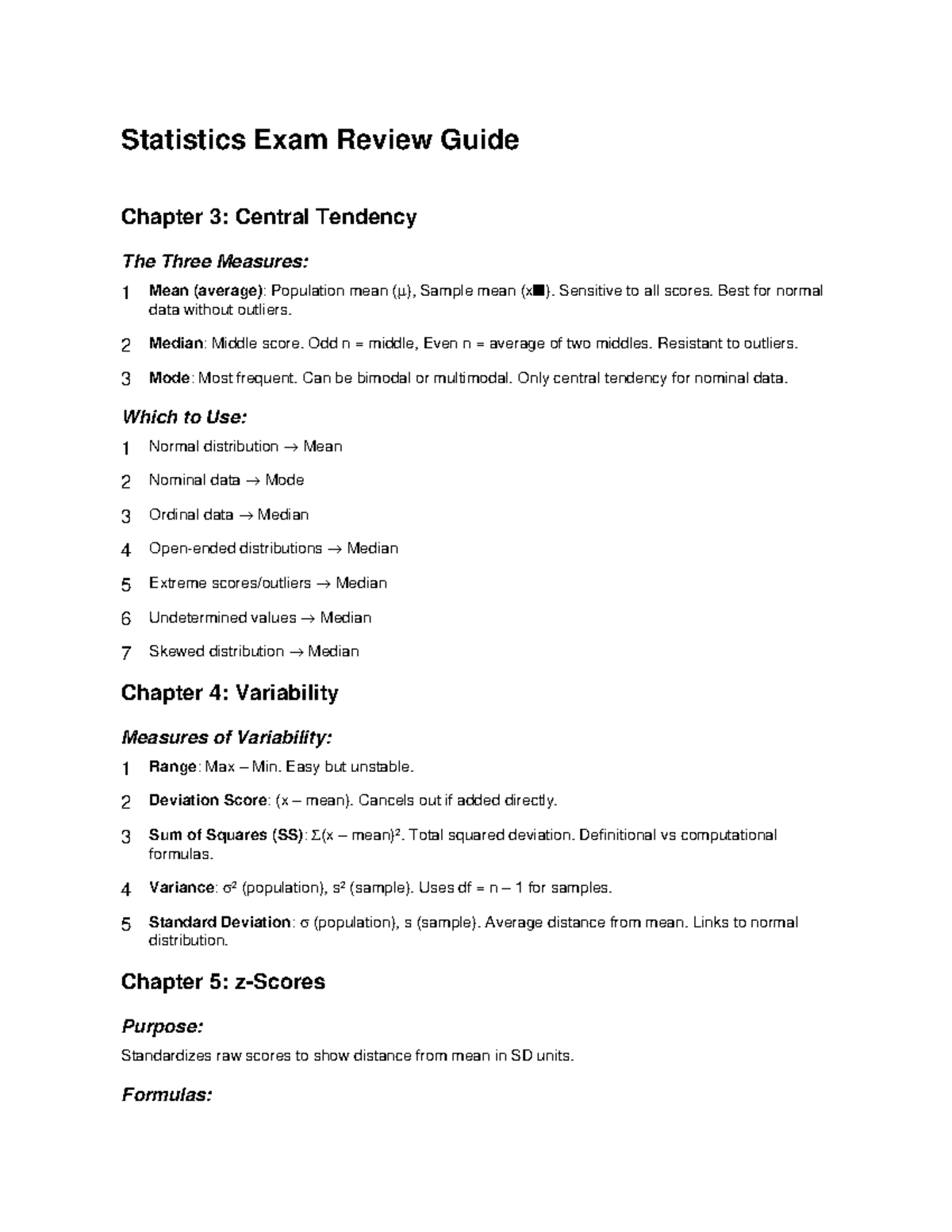 Statistics Exam Review Guide: Chapters 3-5 Overview for Exam 1 - Studocu