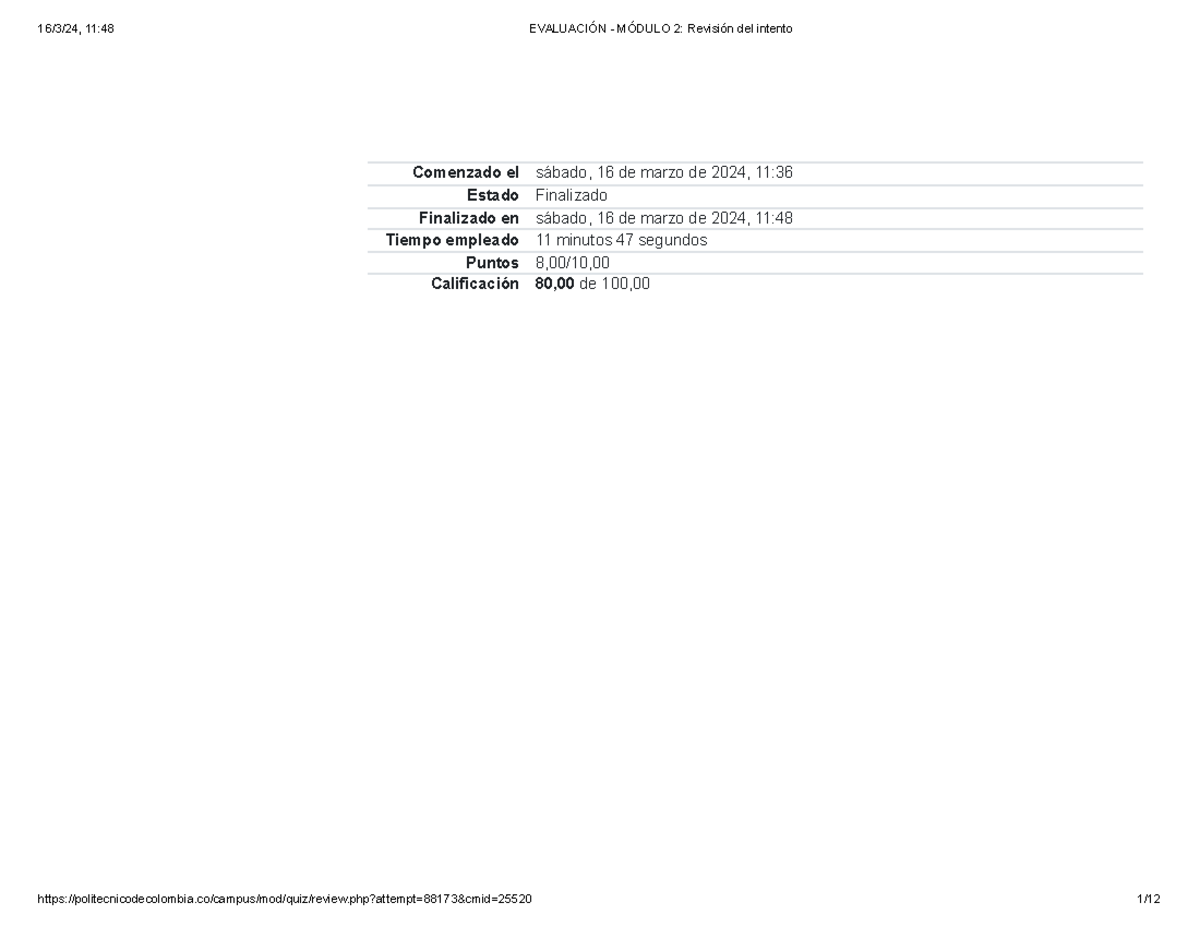 Evaluación Módulo 2: Revisión de Intento - Diplomado en Contabilidad ...
