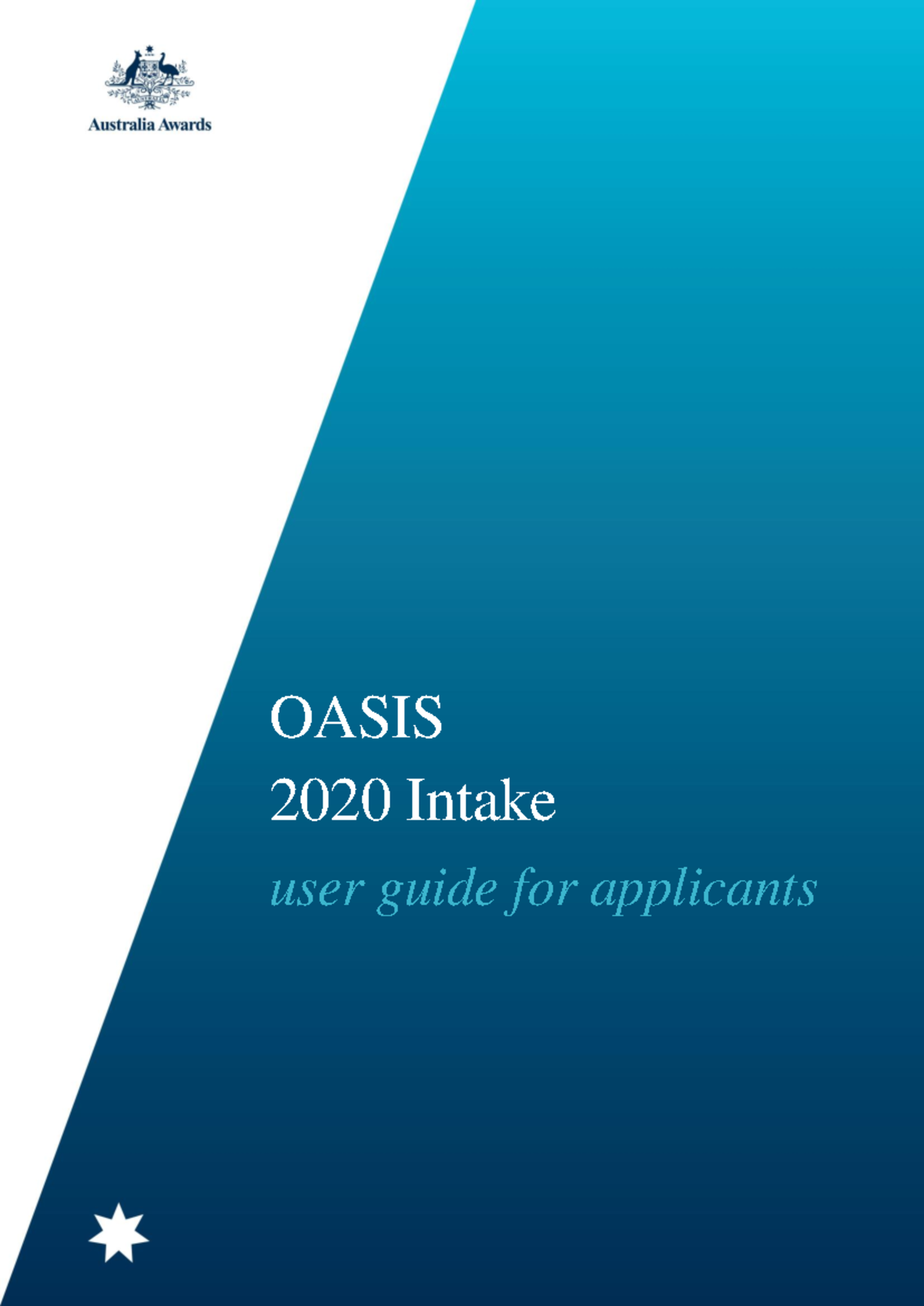 OASIS User Guide for Applicants: Australia Awards 2020 Intake - Studocu