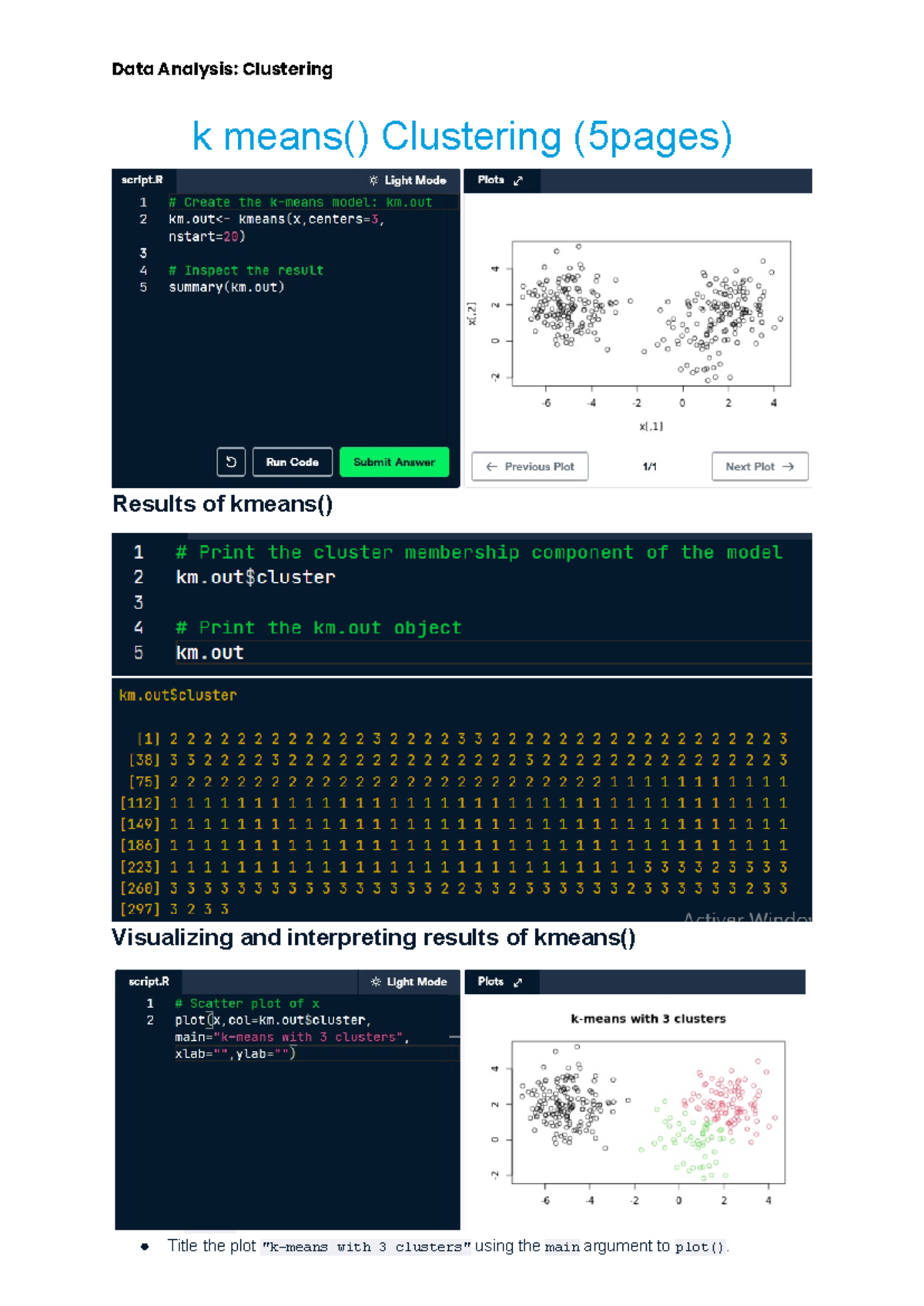 R (k-means Clustering Results and Spectral Analysis) - Studocu