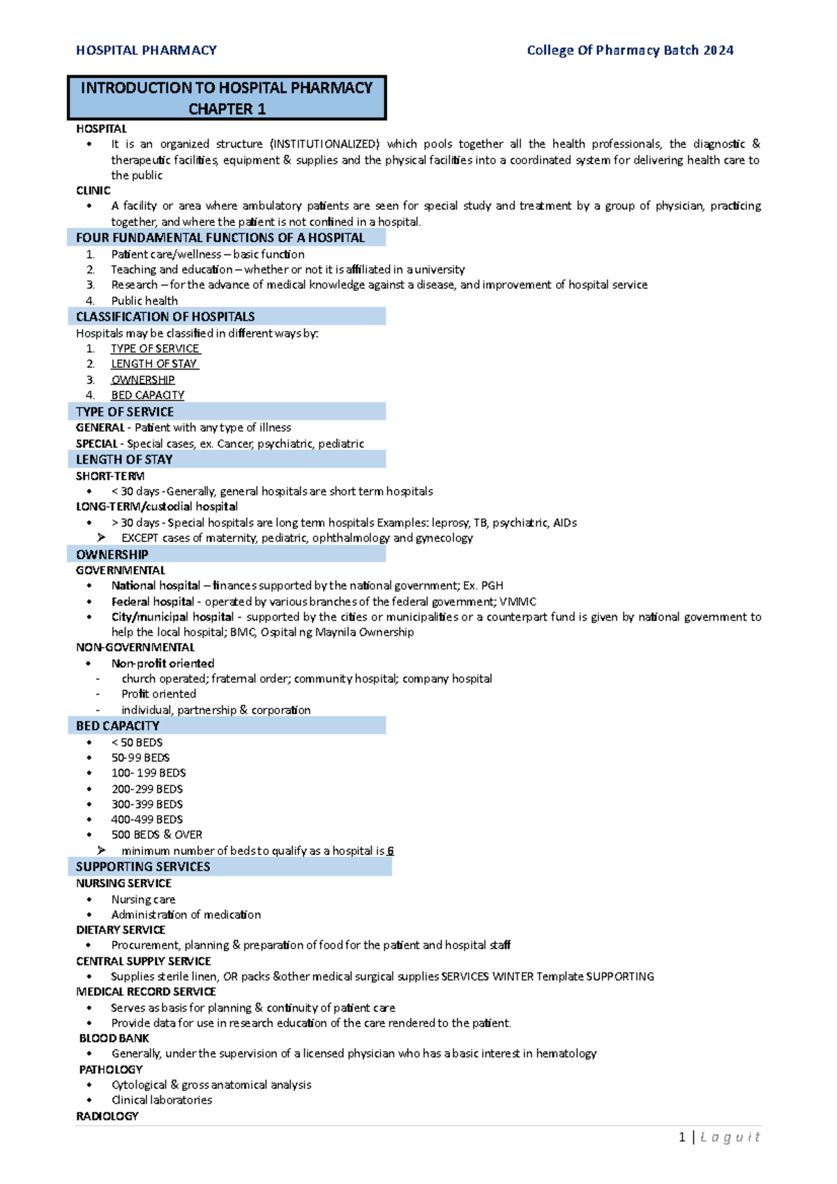Hospital Pharmacy 101: An Intro to Essentials & Functions - Studocu