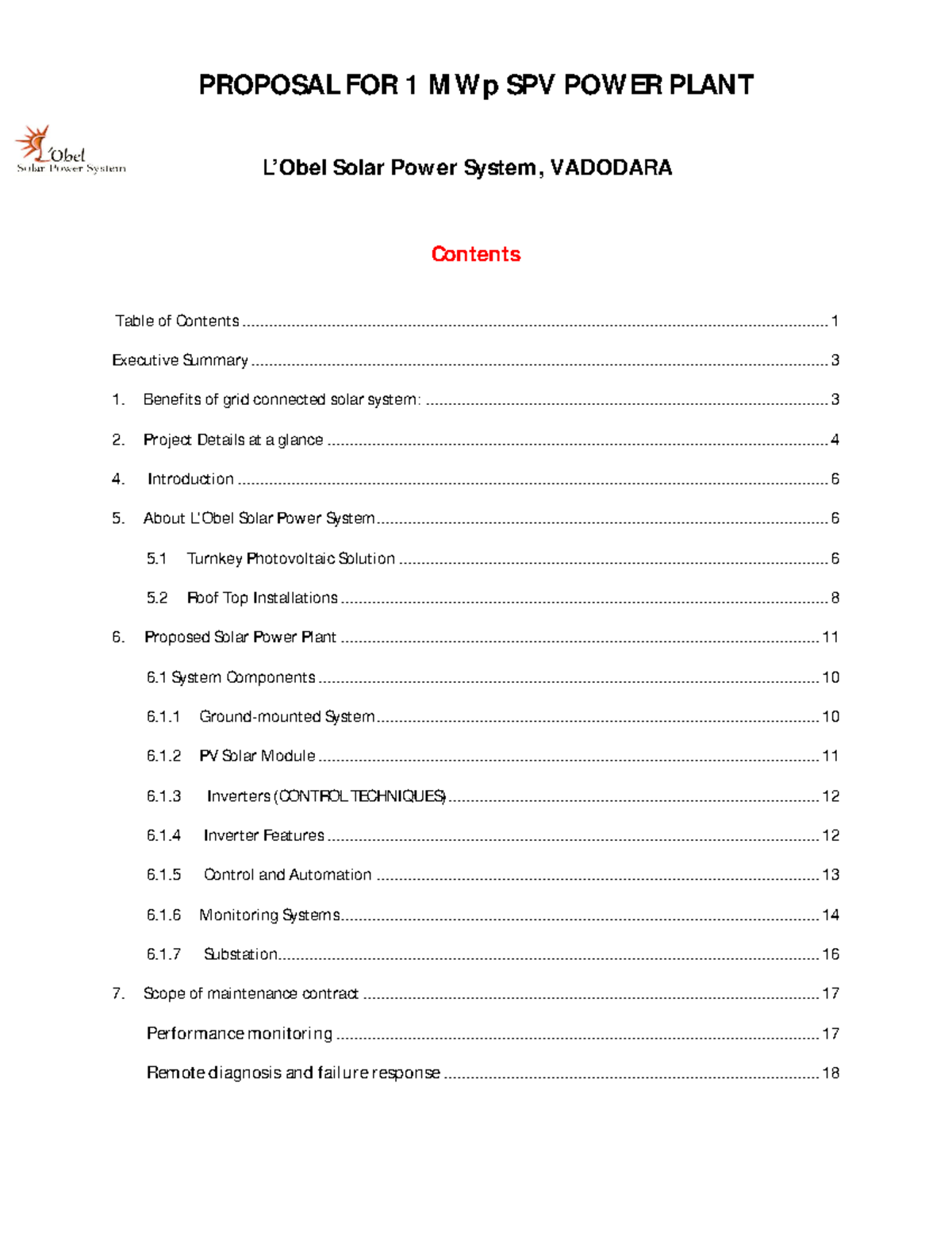 Proposal for 1MW Grid Connected Solar Power Plant Project - Studocu