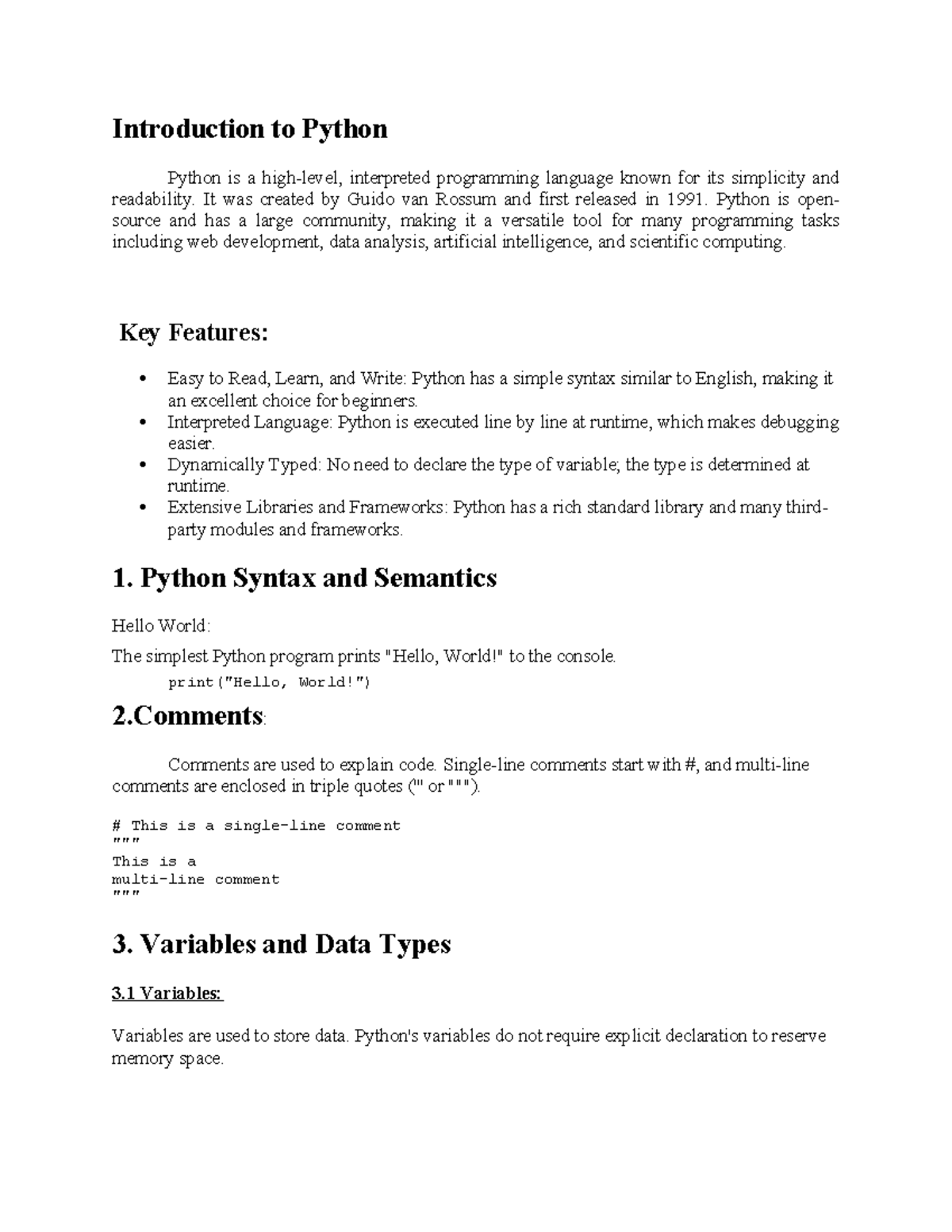 Python Internship: Comprehensive Guide to Python Programming - Studocu