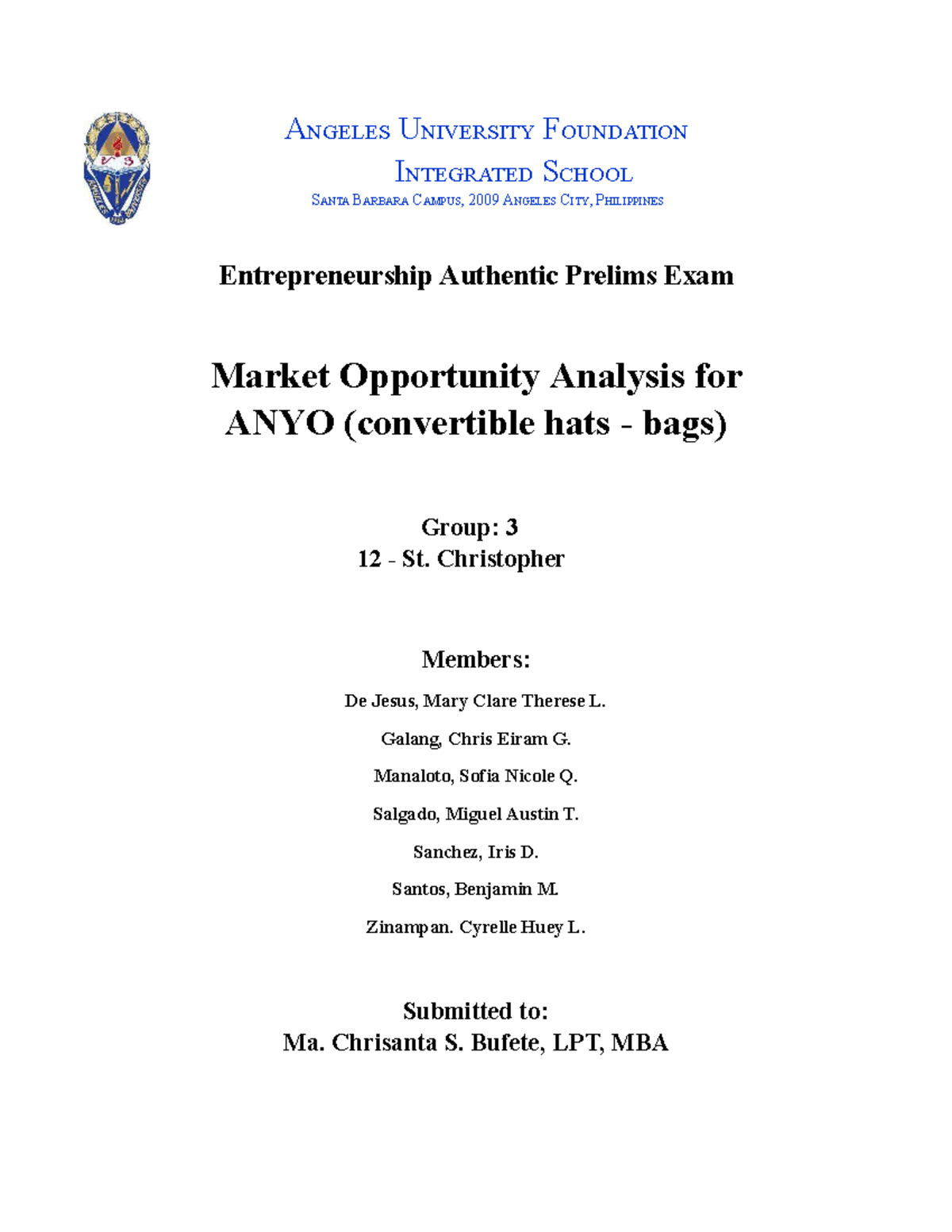 Market Opportunity Analysis for ANYO (Entrepreneurship Prelims Exam ...