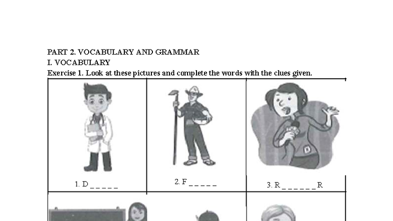 Vocabulary and Grammar Exercises for Bon an - Practice - Studocu