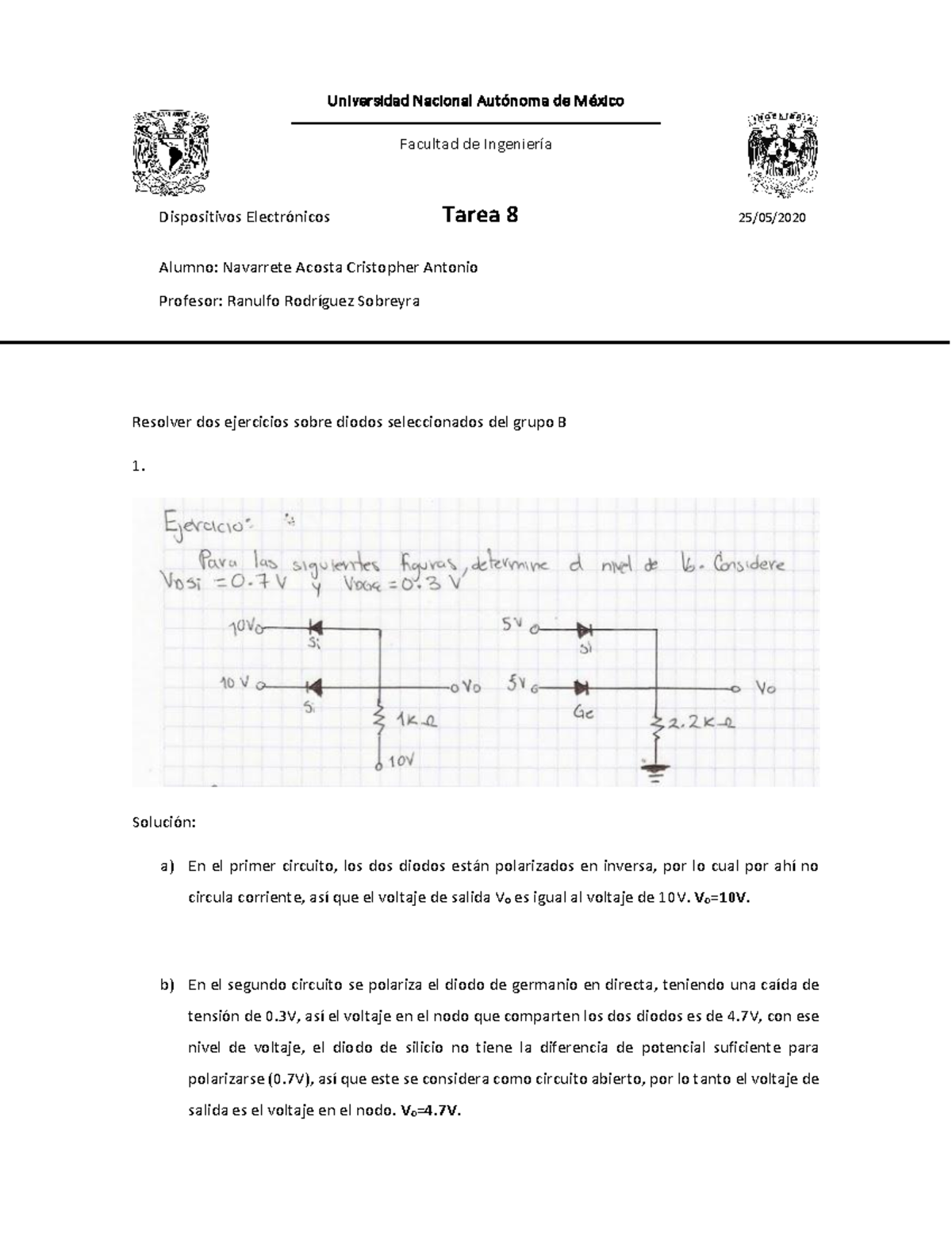 Tarea 8 - Ejercicios sobre diodos - Warning: TT: undefined function: 32 Dispositivos ...