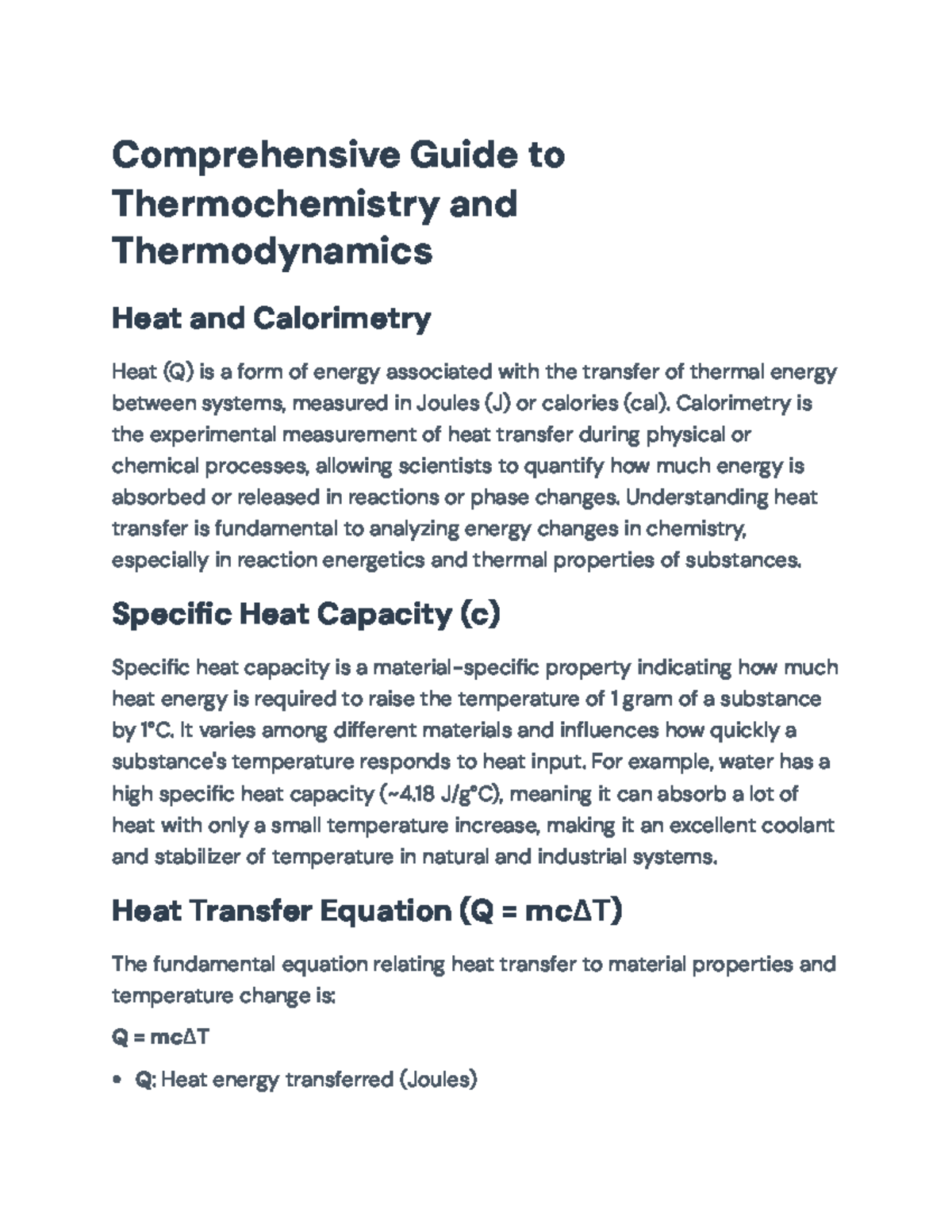 Comprehensive Guide to Thermochemistry & Thermodynamics (CHEM101 ...