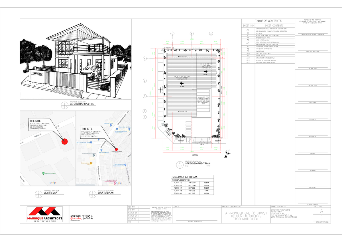 One-Storey House with Roof Deck - Site Development Plan - Studocu