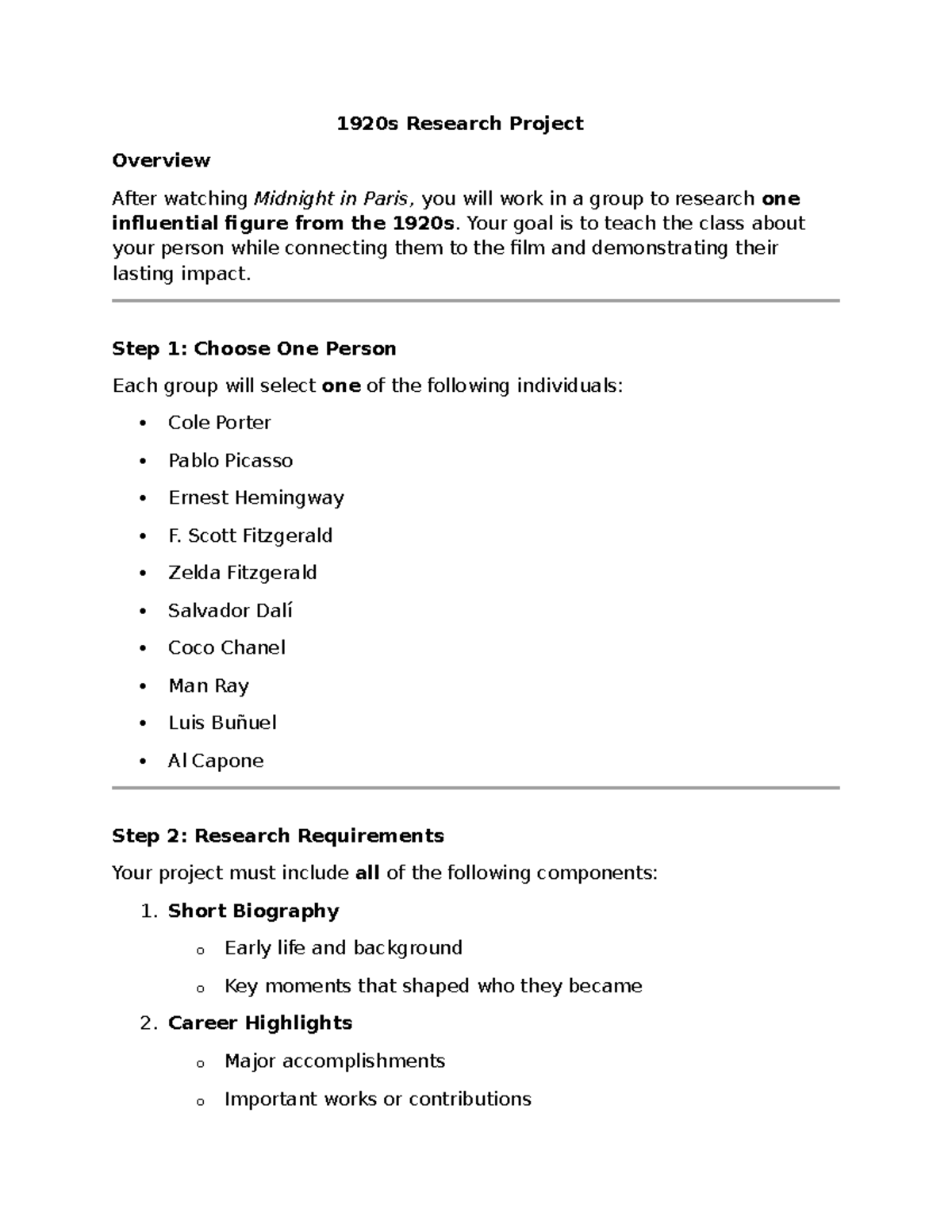1920s Research Project: Influential Figures & Their Impact - Studocu