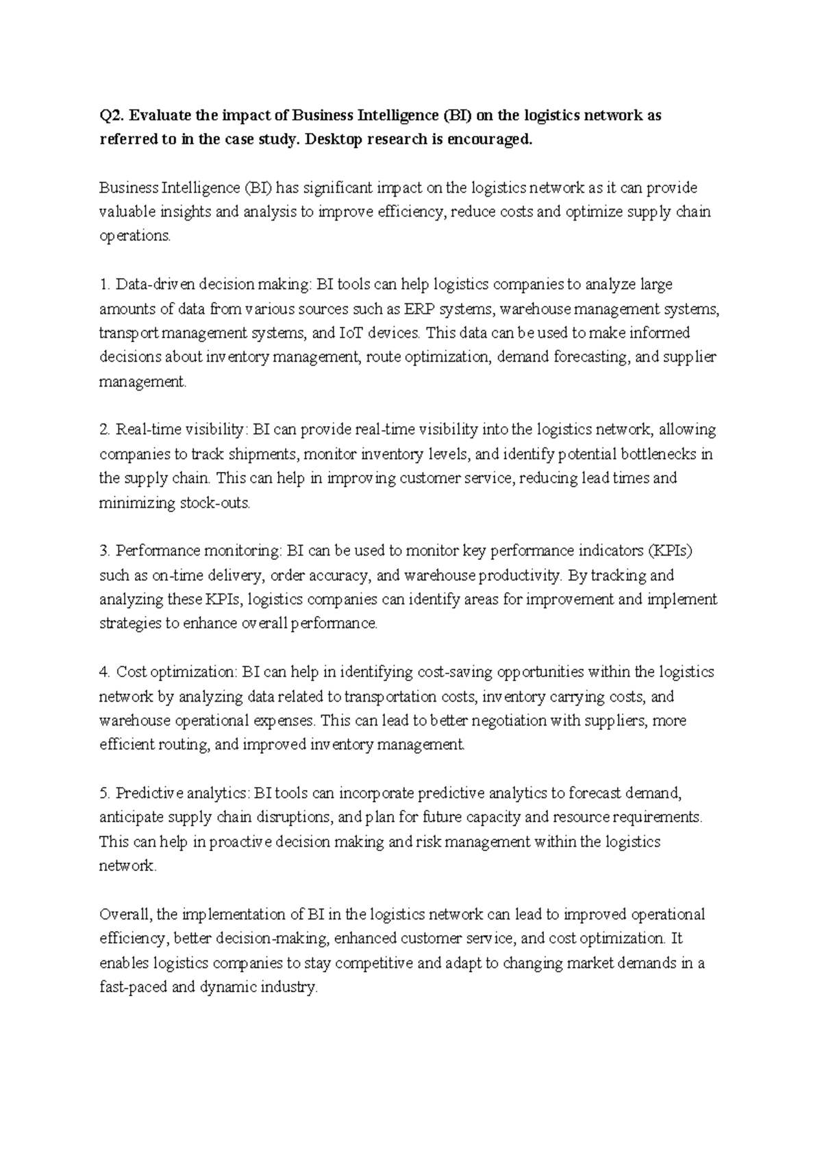 Etop notes - assignments - Q2. Evaluate the impact of Business ...