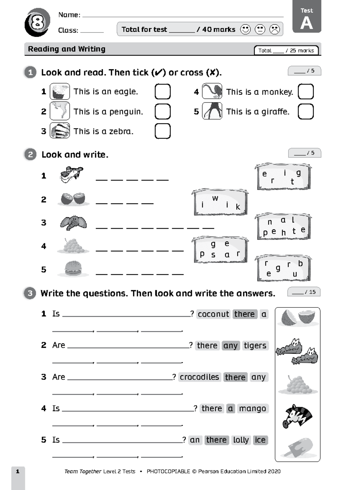 Team Together Level 2 Tests: Reading and Writing & Listening/Speaking ...