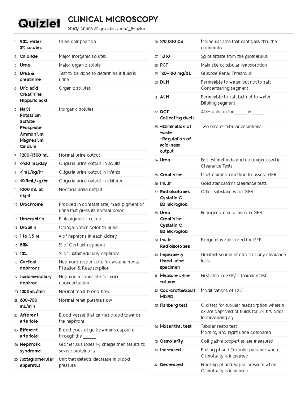 CM - Clinical Microscopy Study Guide and Key Concepts - Studocu