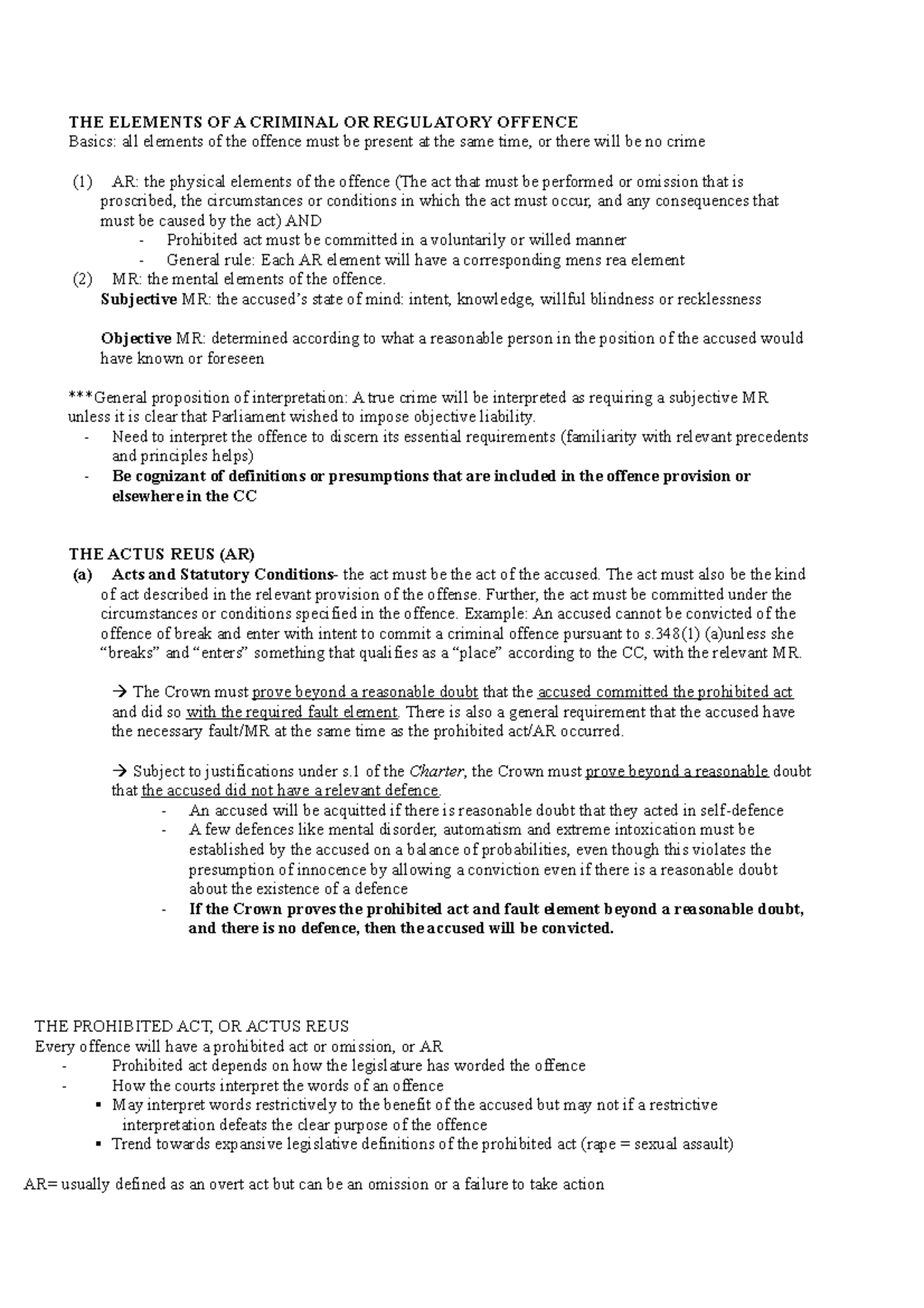 Elements of Offence in Criminal Law (CRIM 101) - A Comprehensive Guide ...