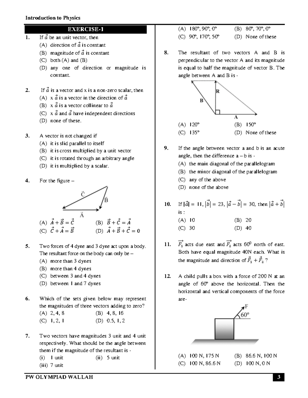 Introduction to Physics (A) - Vector Analysis and Problem Solving - Studocu