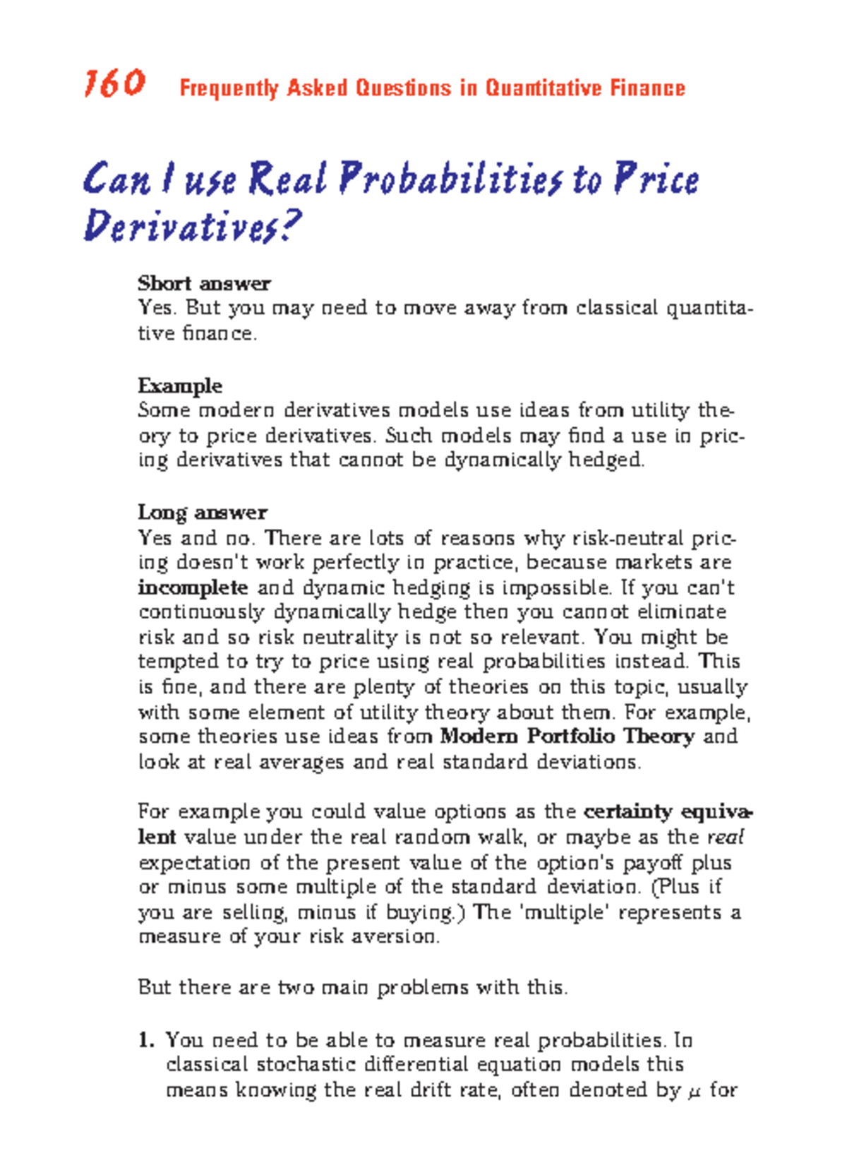 160 FAQs in Quantitative Finance: Real Probabilities & Derivatives ...