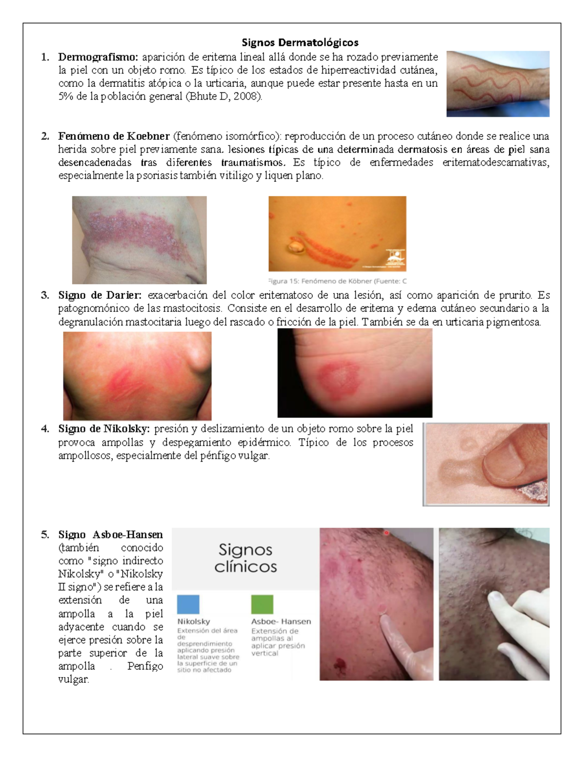 Signos Dermatológicos: Definición y Ejemplos Clínicos - Studocu