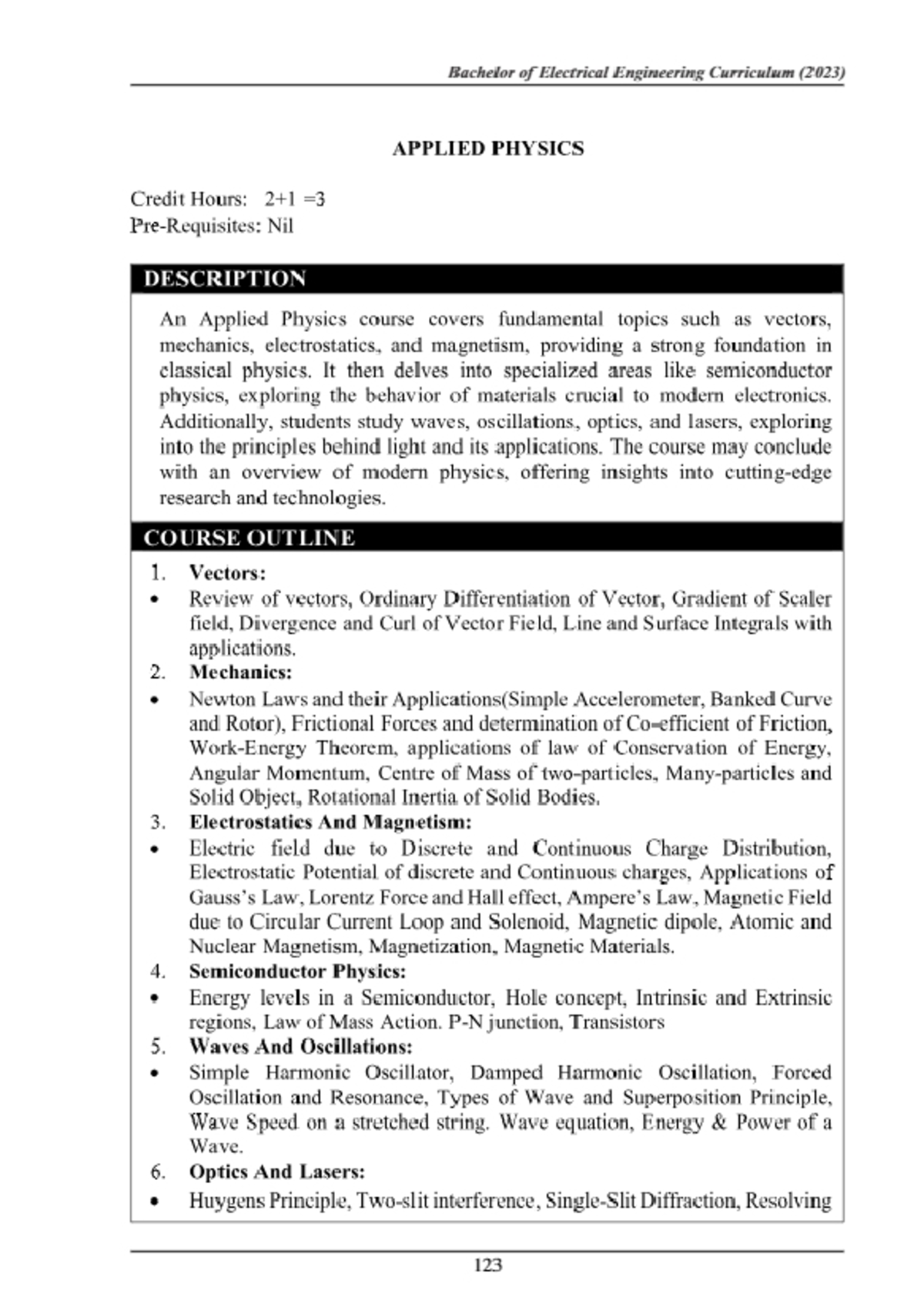Applied Physics Curriculum Overview (2023) - PEC - Studocu