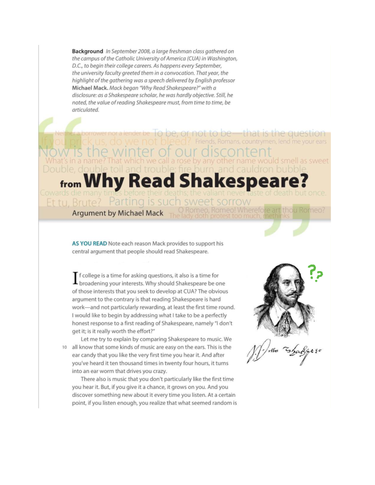 Shakespeare's Relevance in Modern Society: Insights from CUA Lecture ...