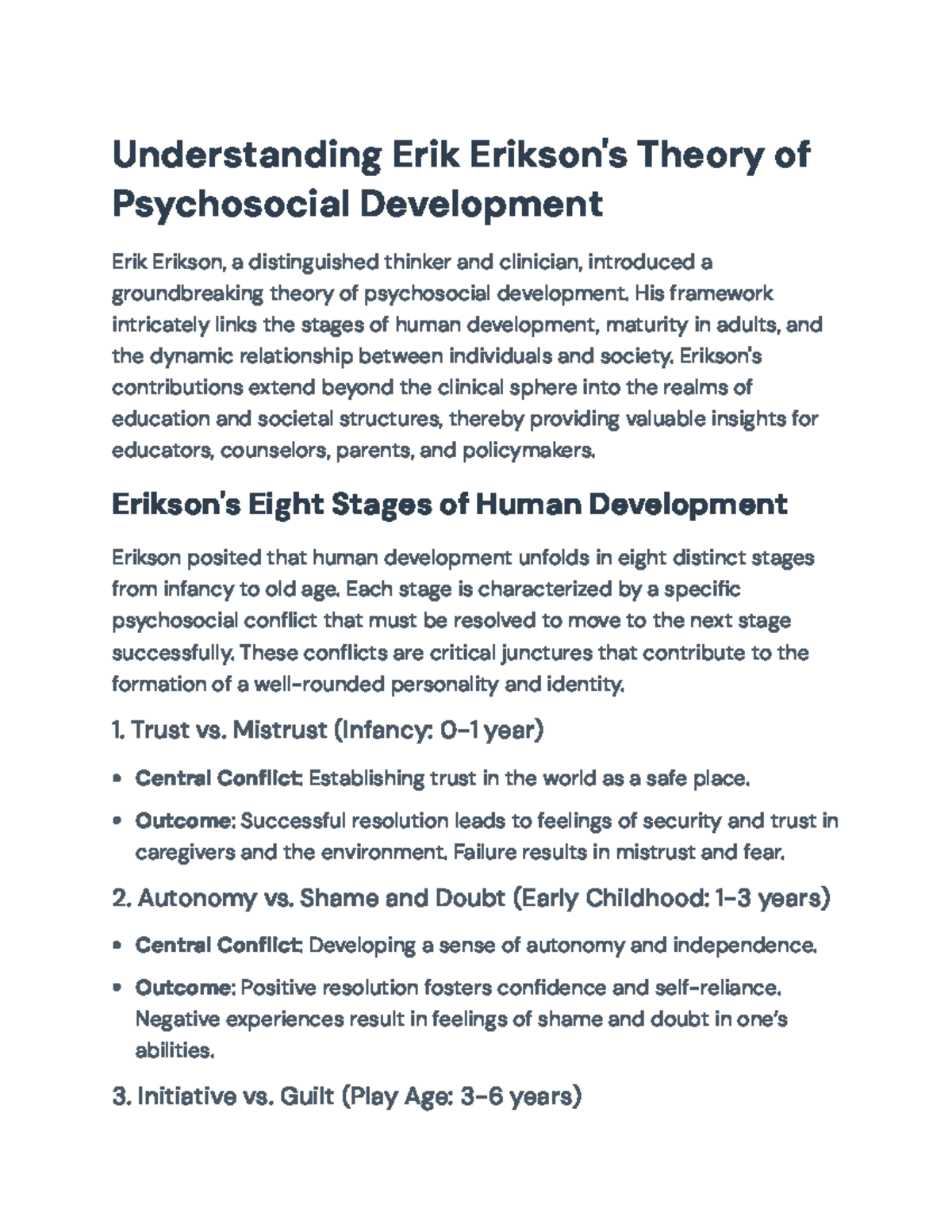 Erikson's Theory of Psychosocial Development: Stages Explained ...