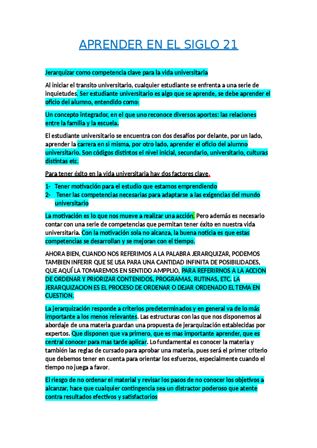 APRENDER EN EL SIGLO 21: Estrategias para el Éxito Universitario - Studocu