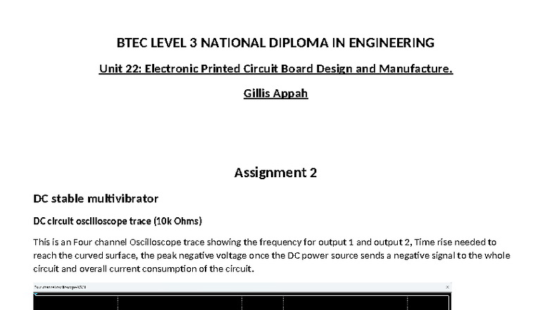 BTEC Level 3 Engineering Unit 22: Oscilloscope Trace Analysis - Studocu