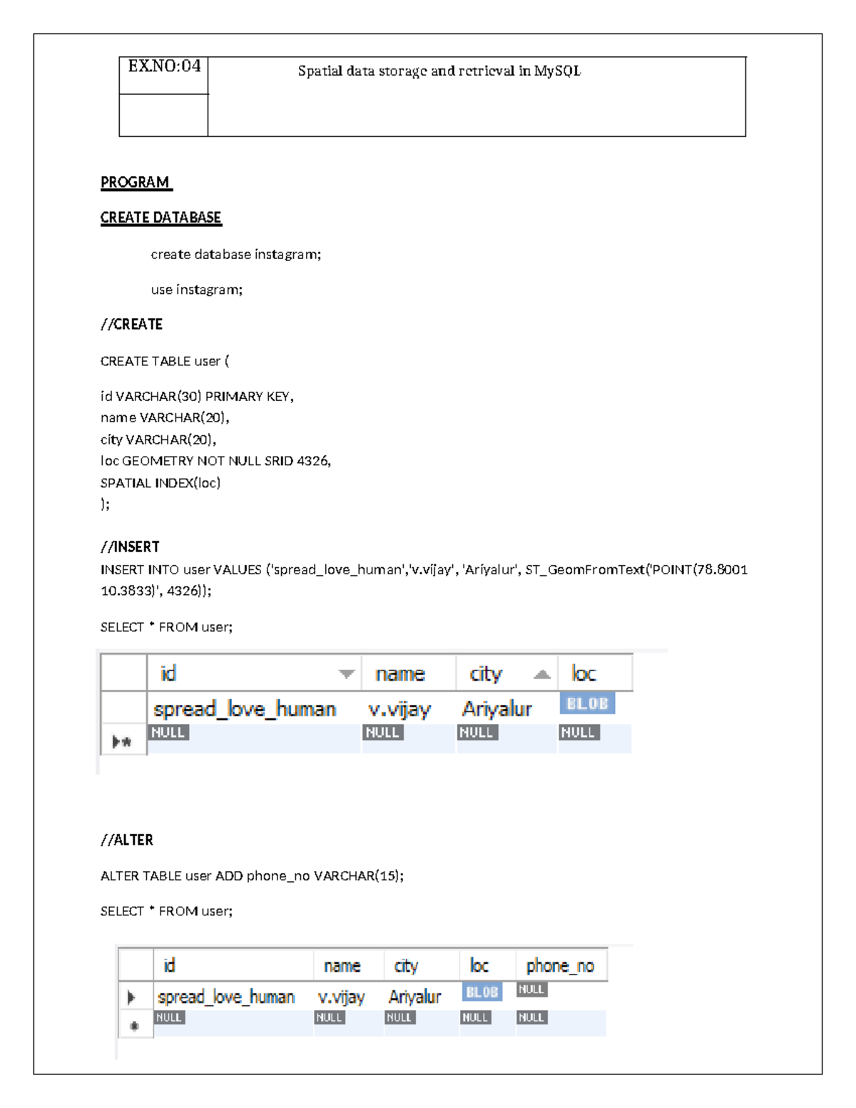 ADT 4 - Spatial Data Storage & Retrieval in MySQL - Studocu