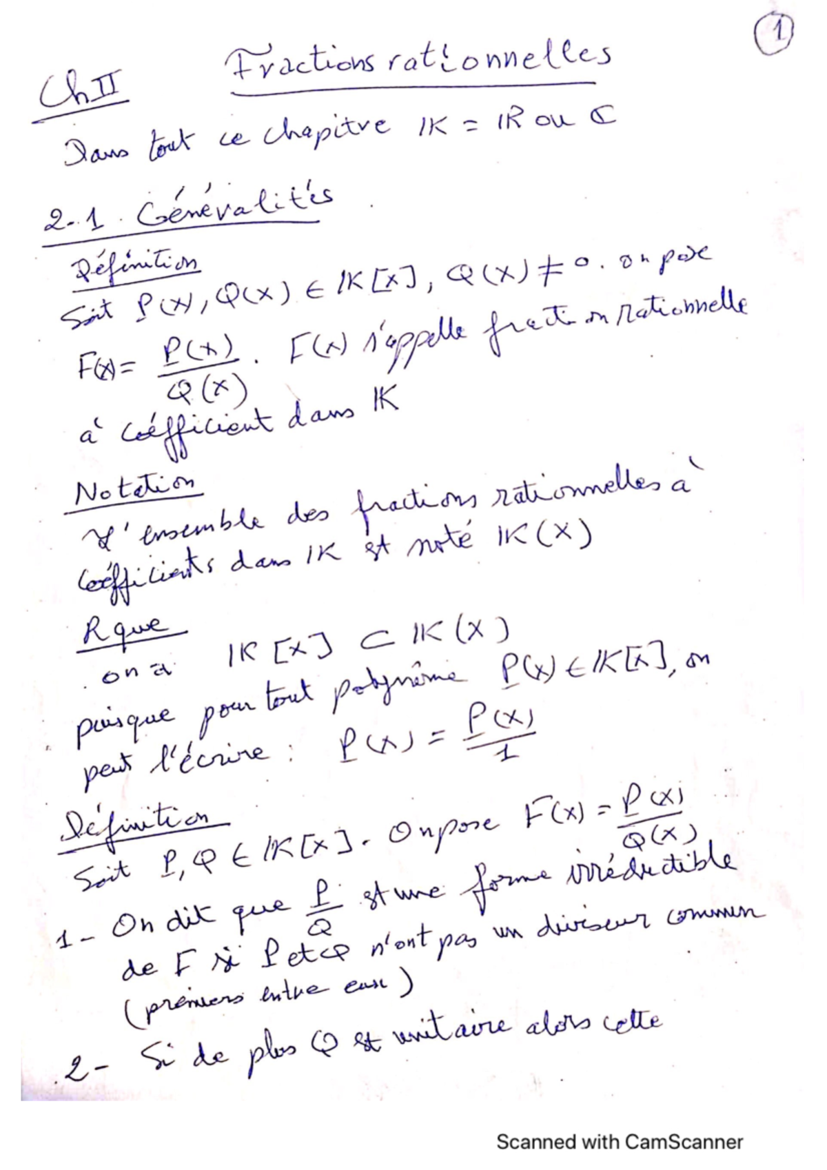 Fractions rationelles - Undi, dams ce cas, que 2 P St la forme rednite ...