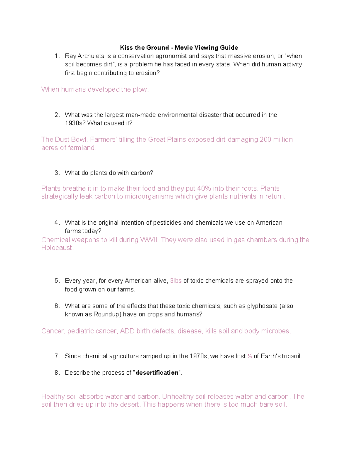 Kiss the Ground - Movie Viewing Guide Analysis and Insights - Studocu
